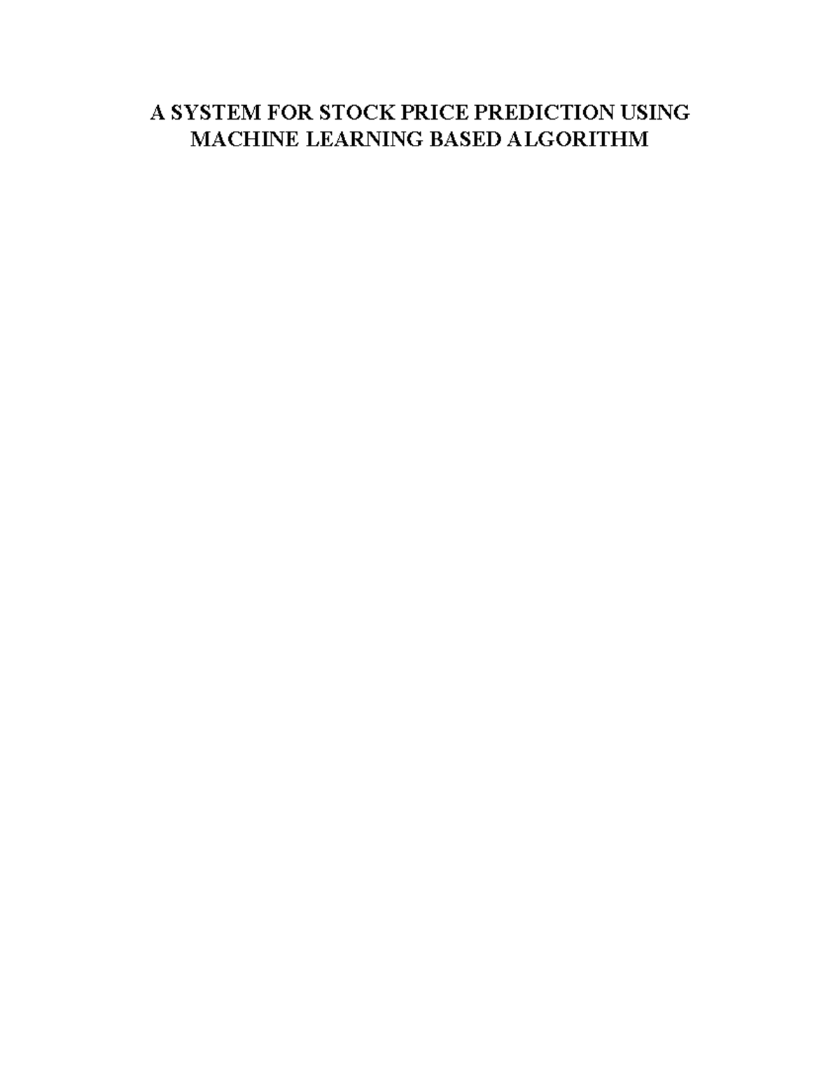 1-3 A System FOR Stock Price Prediction Using Machine Learning Based ...