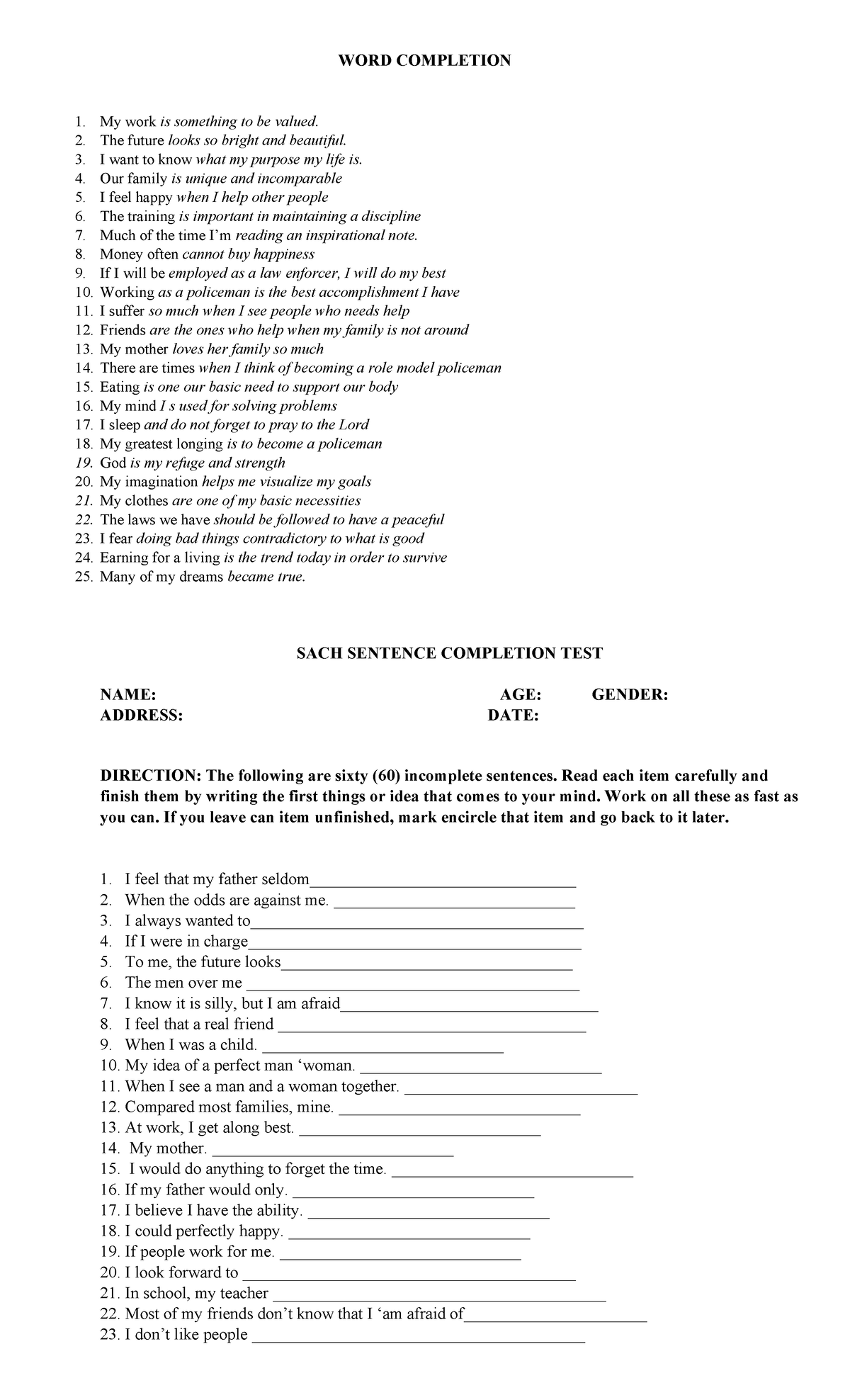478891530 Neuro TEST ACE: Sentence Completion Exercise - Studocu