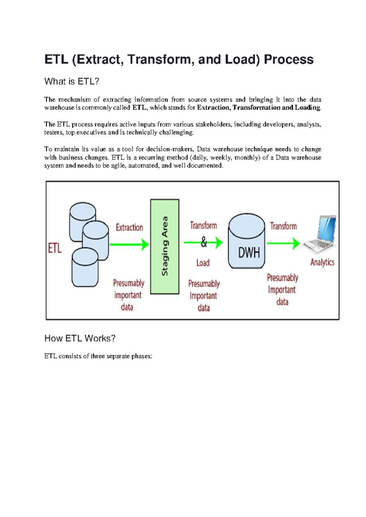 ETL Process Overview: Extract, Transform, Load Explained - Studocu