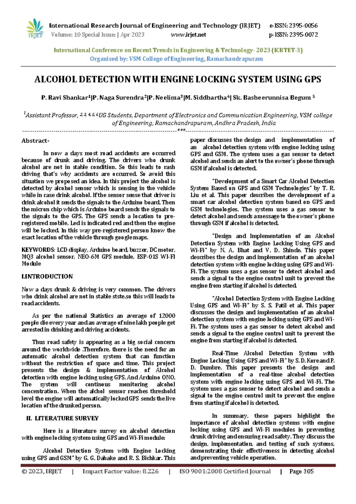 Alcohol Detection with Engine Locking System Using GPS - IRJET Volume ...