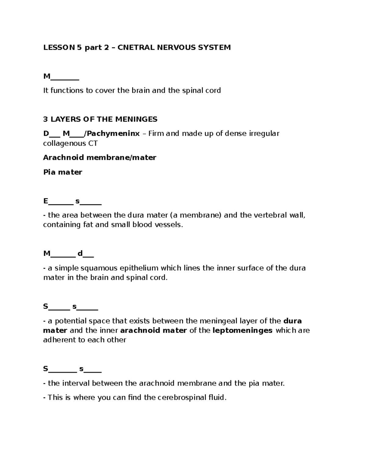 Lesson 5 Part 2 - Central Nervous System Histology - Studocu