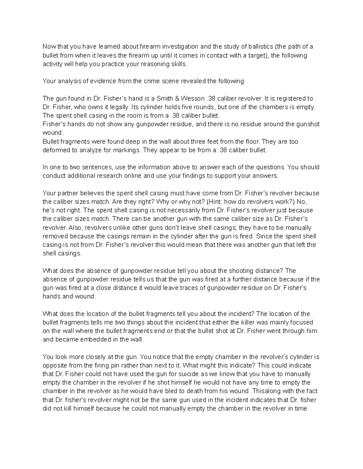 Unit 5 Activity 1: Analyzing Evidence in Firearm Investigation - Studocu