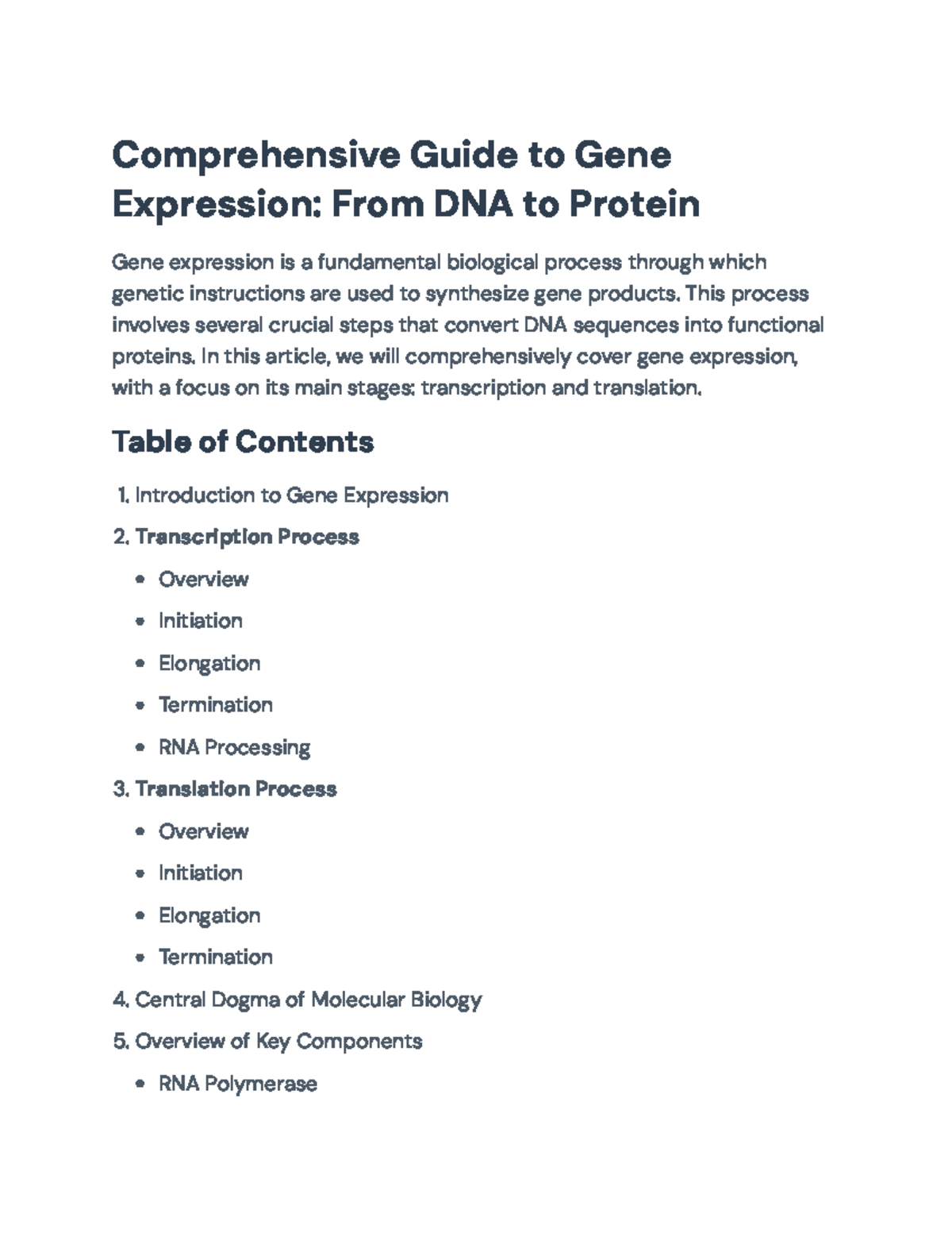 Comprehensive Overview of Gene Expression: Transcription & Translation ...