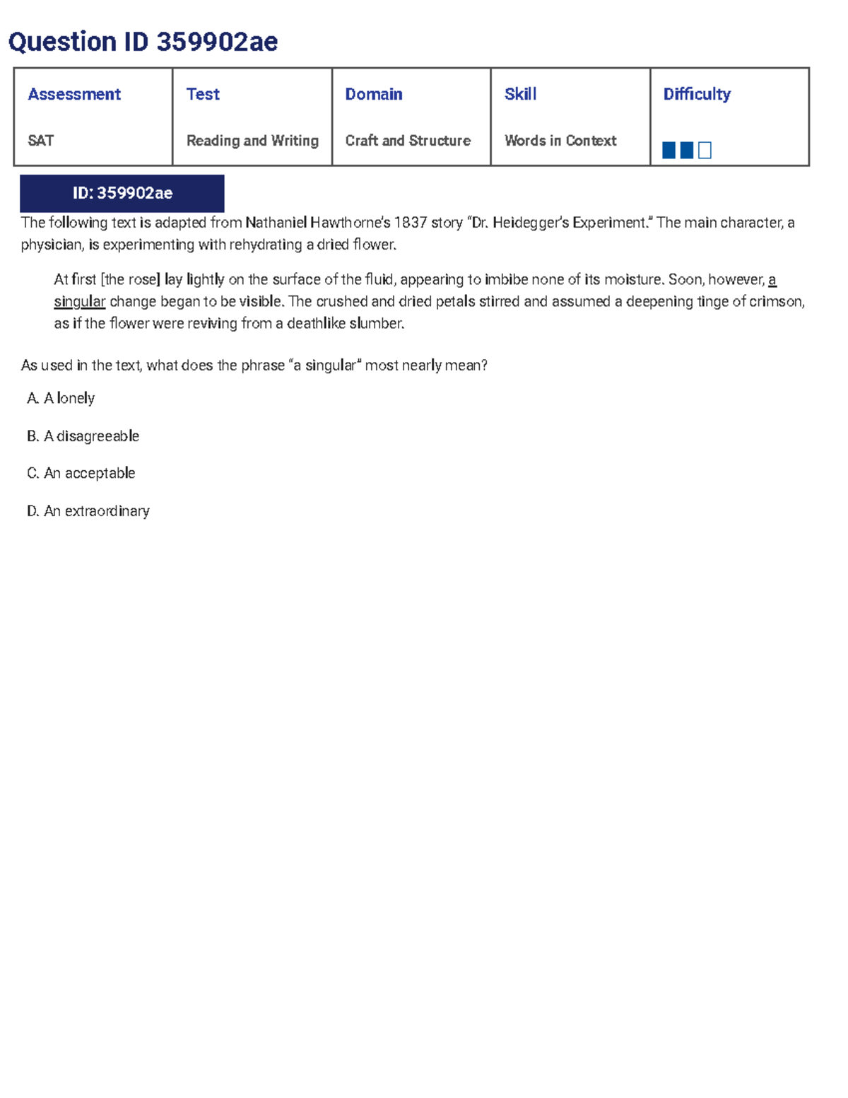SAT Suite Question Bank, R&W Craft and Structure, Questions 1-30 - Studocu