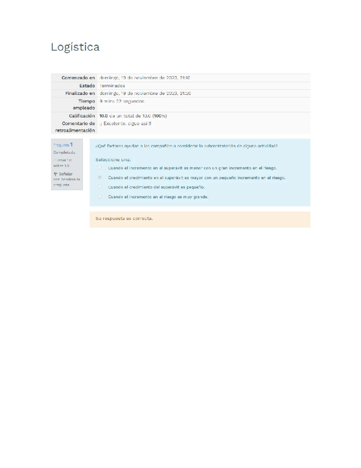 Examen semana 1(Segunda vuelta) - Logística Pregunta 1 Completada ...