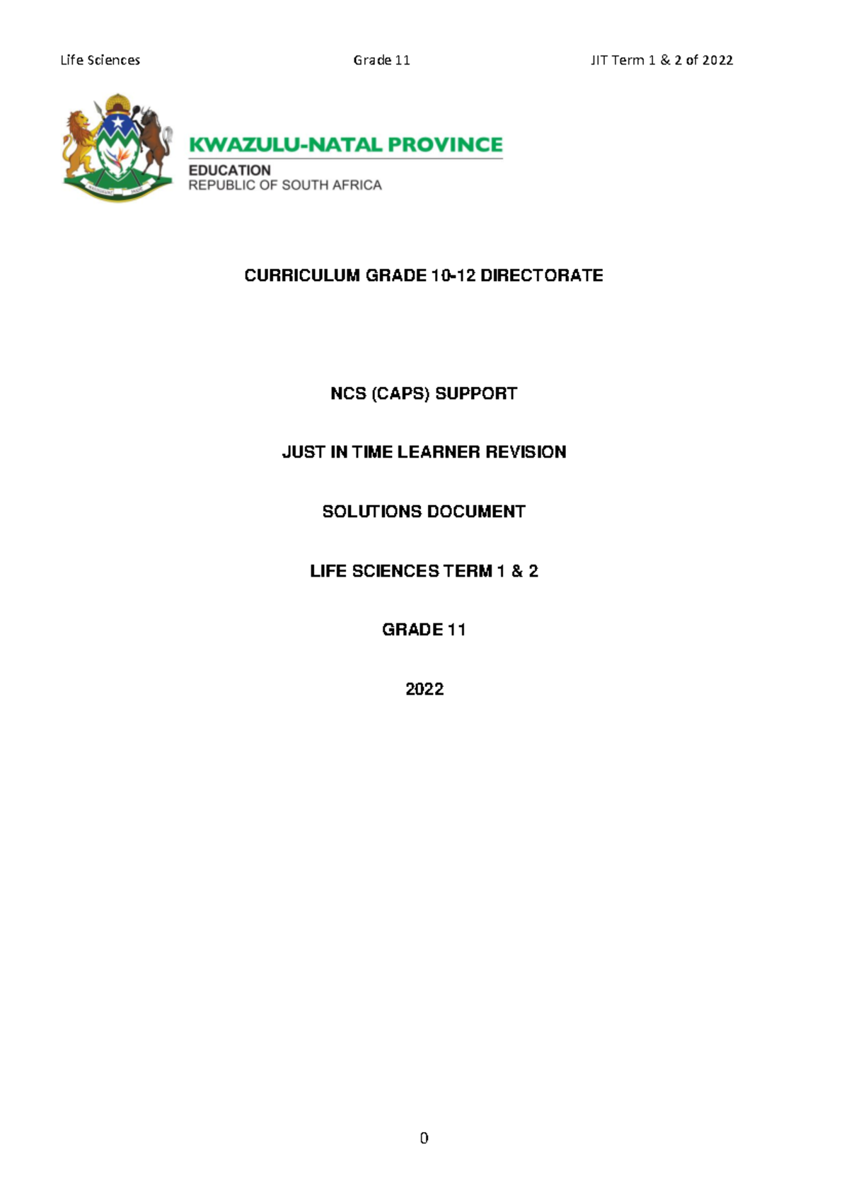 Grade 11 Life Sciences Term 1 & 2 JIT Solutions 2022 (Version 3) - Studocu