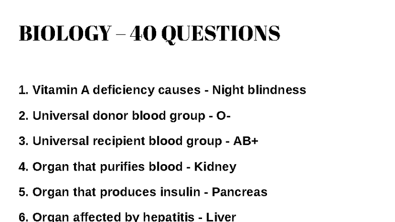 BIOLOGY 40 & CHEMISTRY 30: Key Concepts & Formulas - Studocu