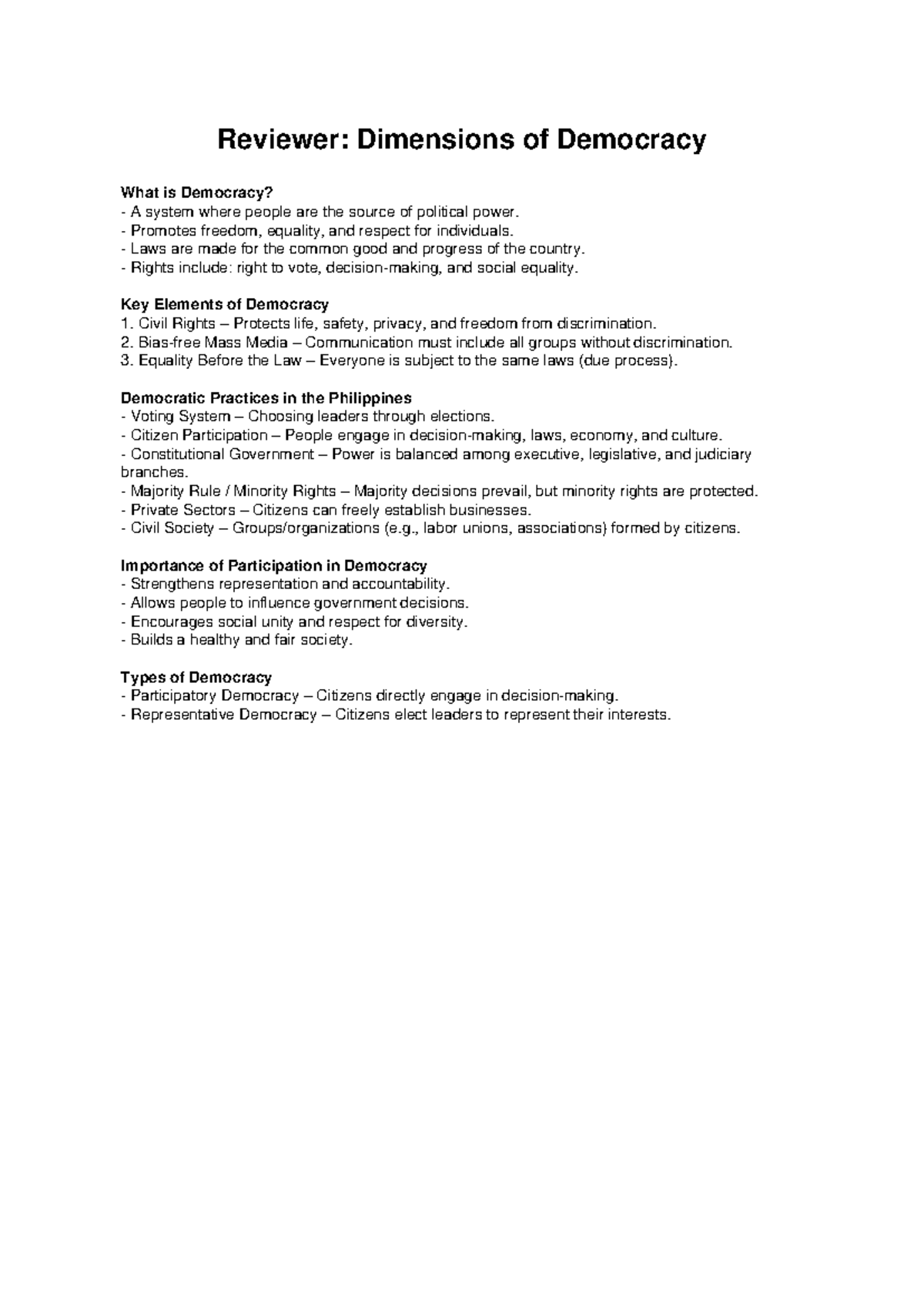 Reviewer: Dimensions of Democracy - Key Concepts and Practices - Studocu