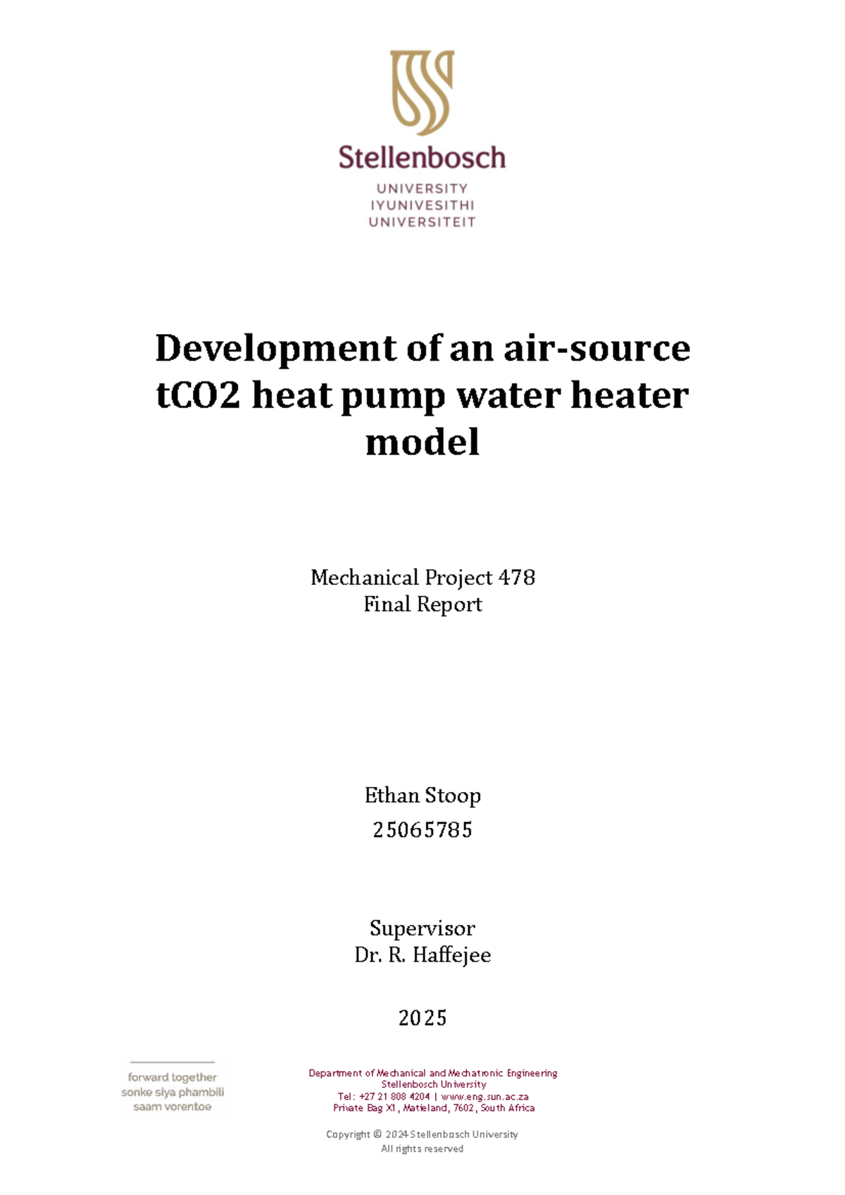 Mechanical Project 478: Final Report on Air-Source tCO2 Heat Pumps ...