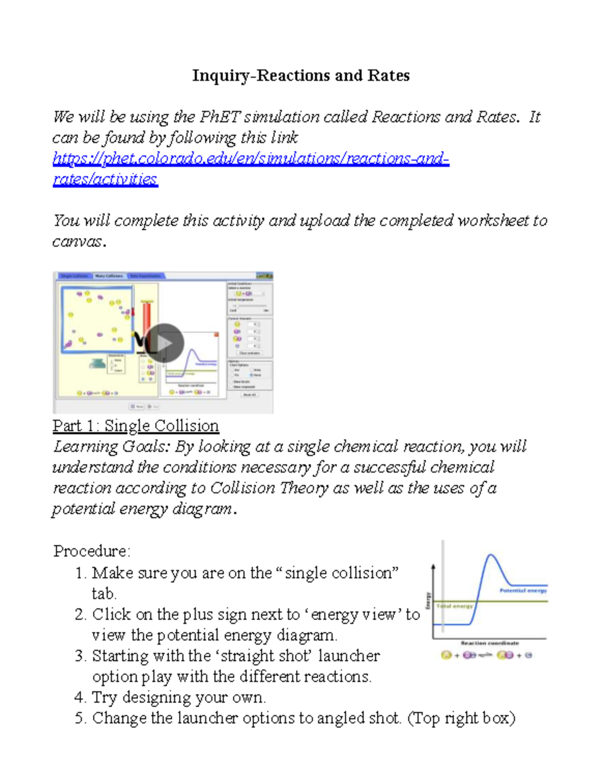 PhET Simulation: Reactions and Rates Worksheet (Chem 101) - Studocu