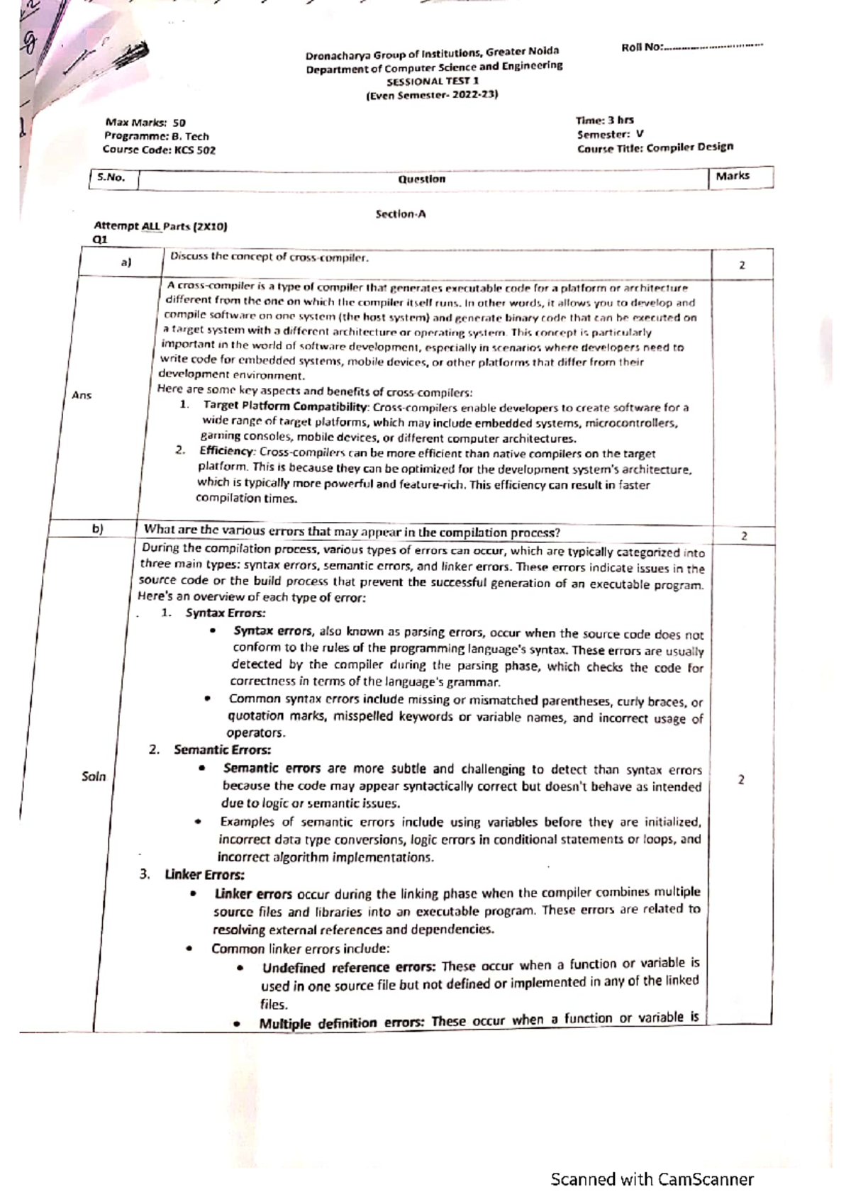 CD Solution (CT) 1 - B.tech - Studocu