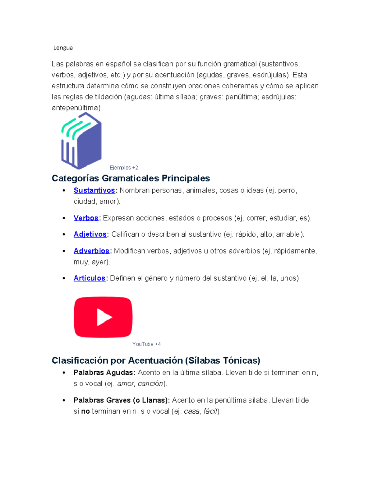 Clasificación Gramatical y Semántica en Español - Lengua 101 - Studocu