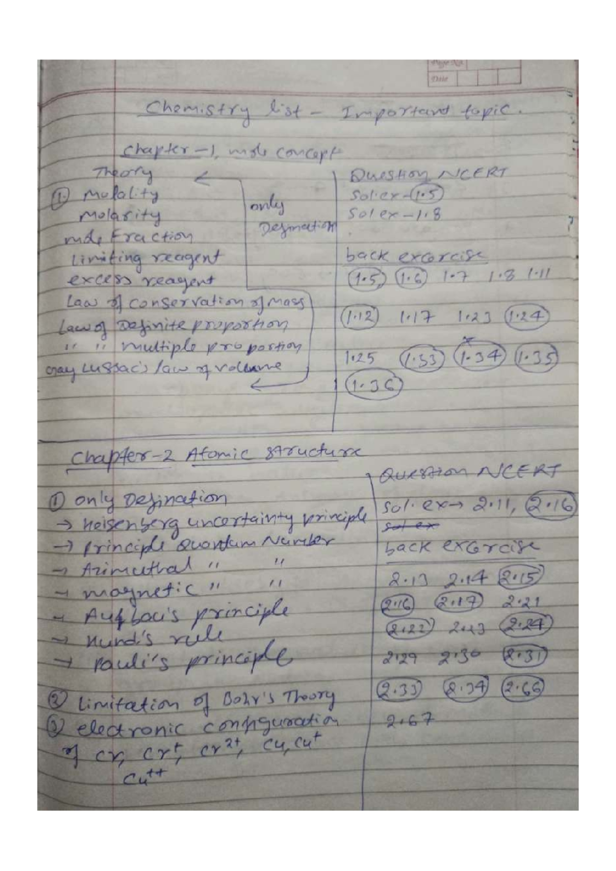 Chemistry Important Topics List for NCERT Chapters - Studocu