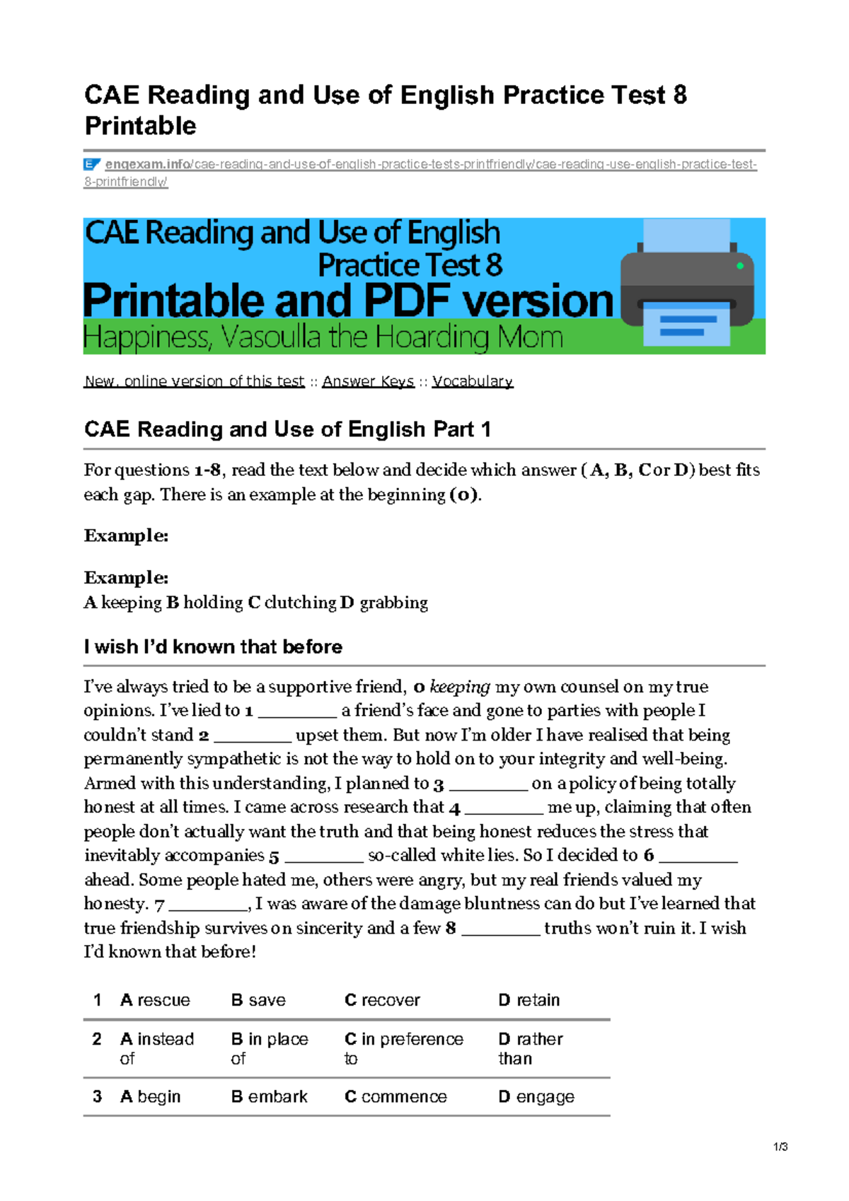 Engexam.info-CAE Reading and Use of English Practice Test 8 Printable ...