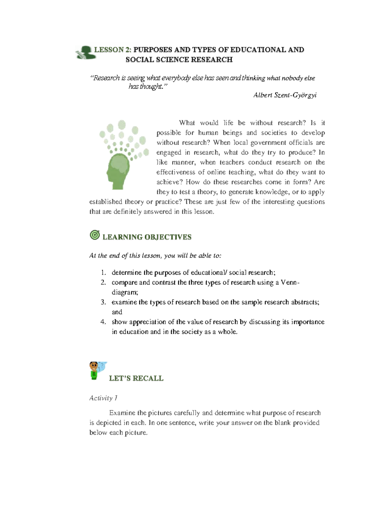 LESSON 2: UNDERSTANDING PURPOSES & TYPES OF RESEARCH - Studocu