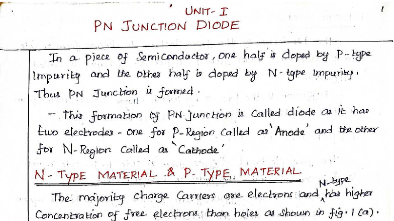 PN Junction Diode Overview - 10 Marks - Studocu