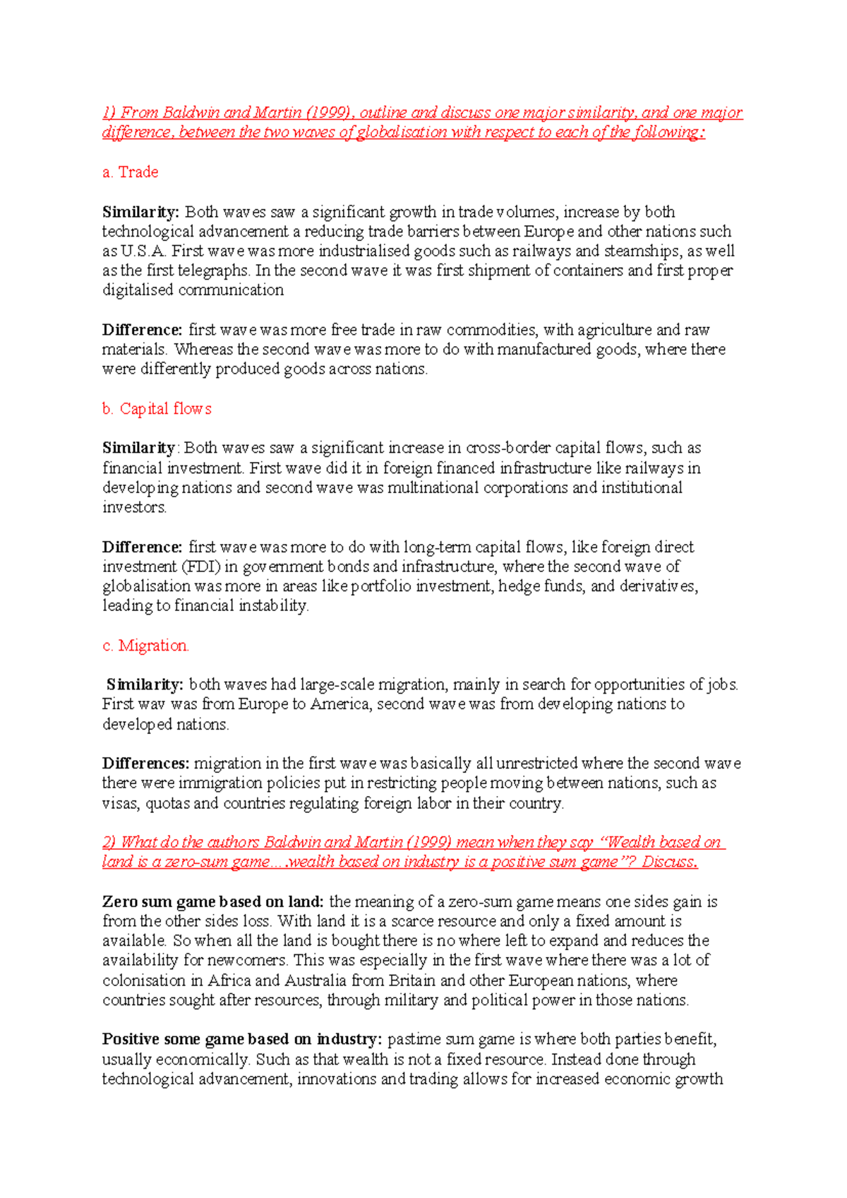 2105 Tut 1: Key Similarities & Differences in Globalisation Waves - Studocu
