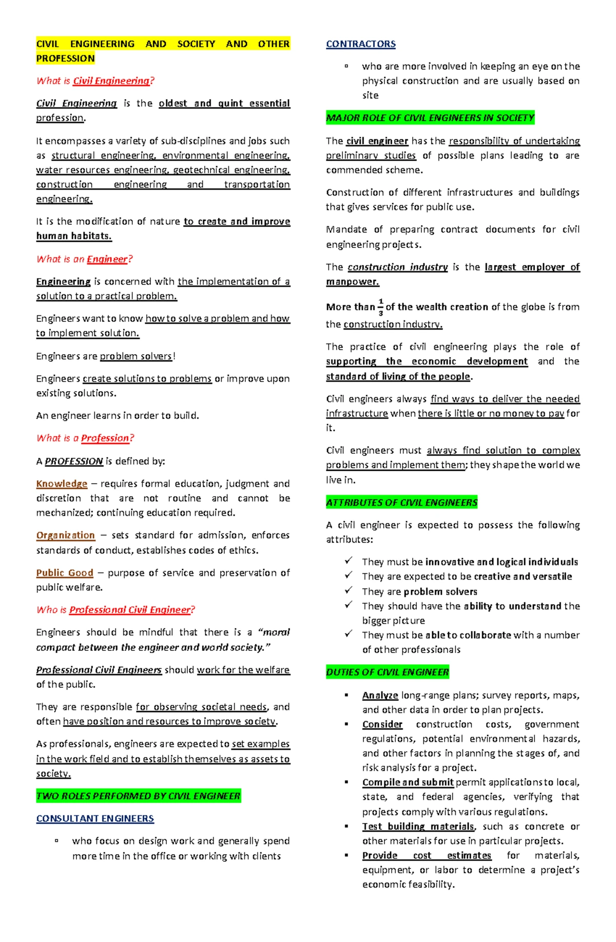 Civil Engineering Notes 1 - DLSU - Studocu