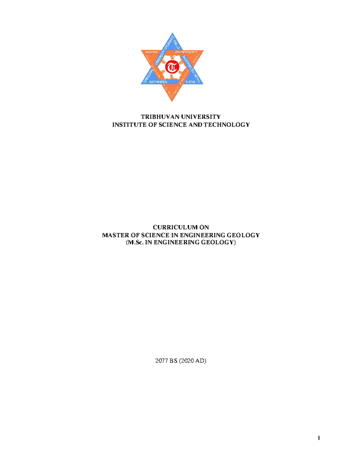 M.Sc. in Engineering Geology Curriculum Overview (2077 BS) - Studocu