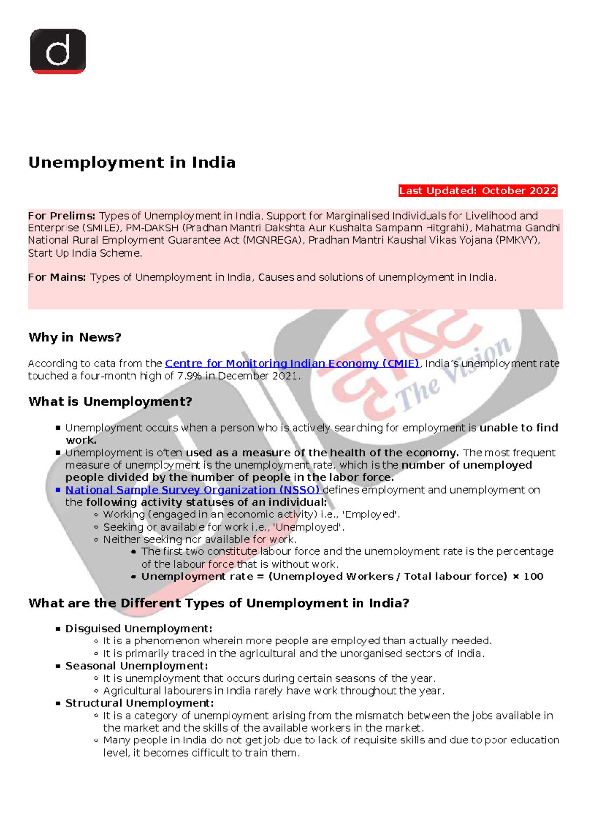 Unemployment in India: Types, Causes, and Government Initiatives for ...