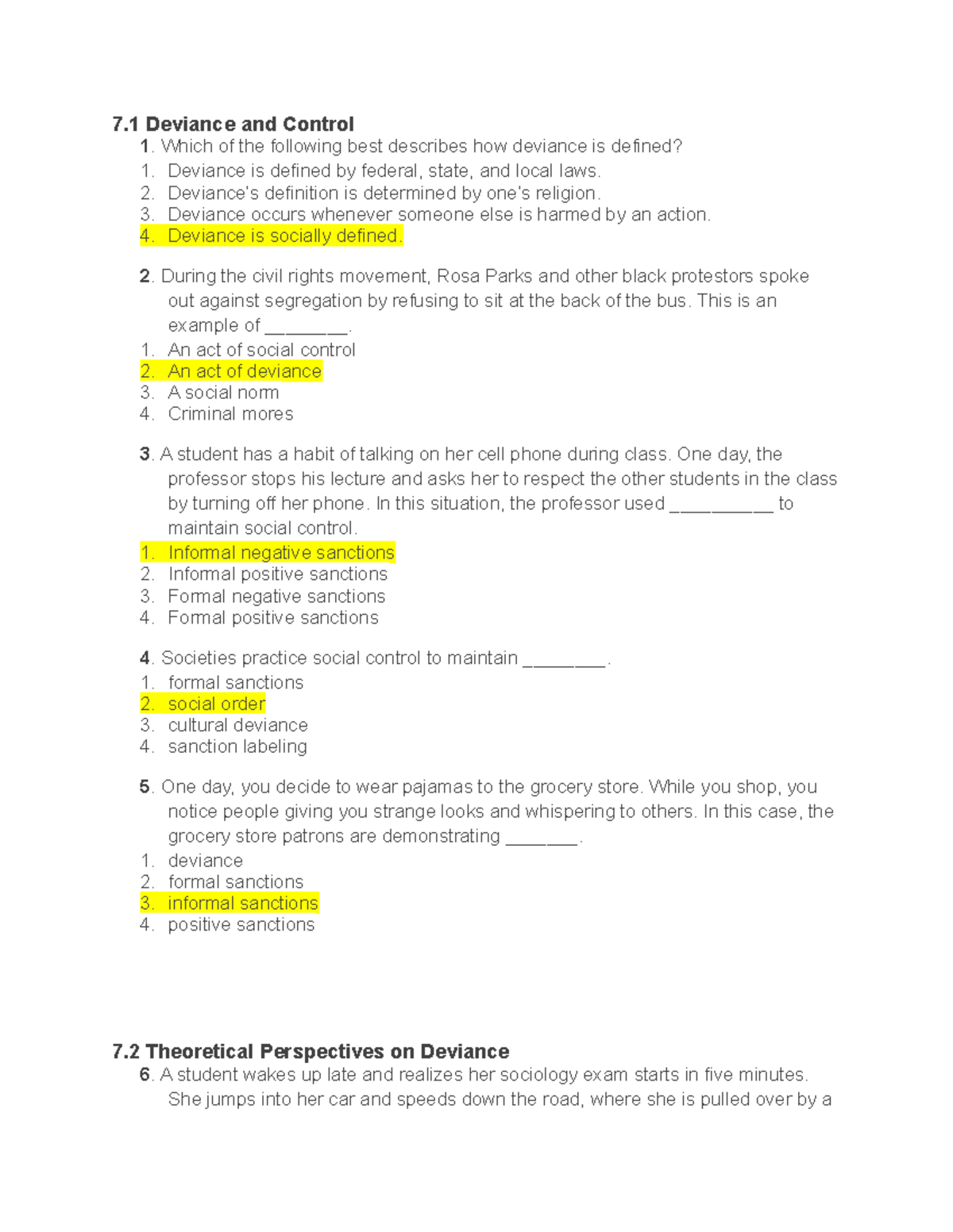 Chapter 7 Study Guide Quiz (Devience & Control Theories) - Studocu