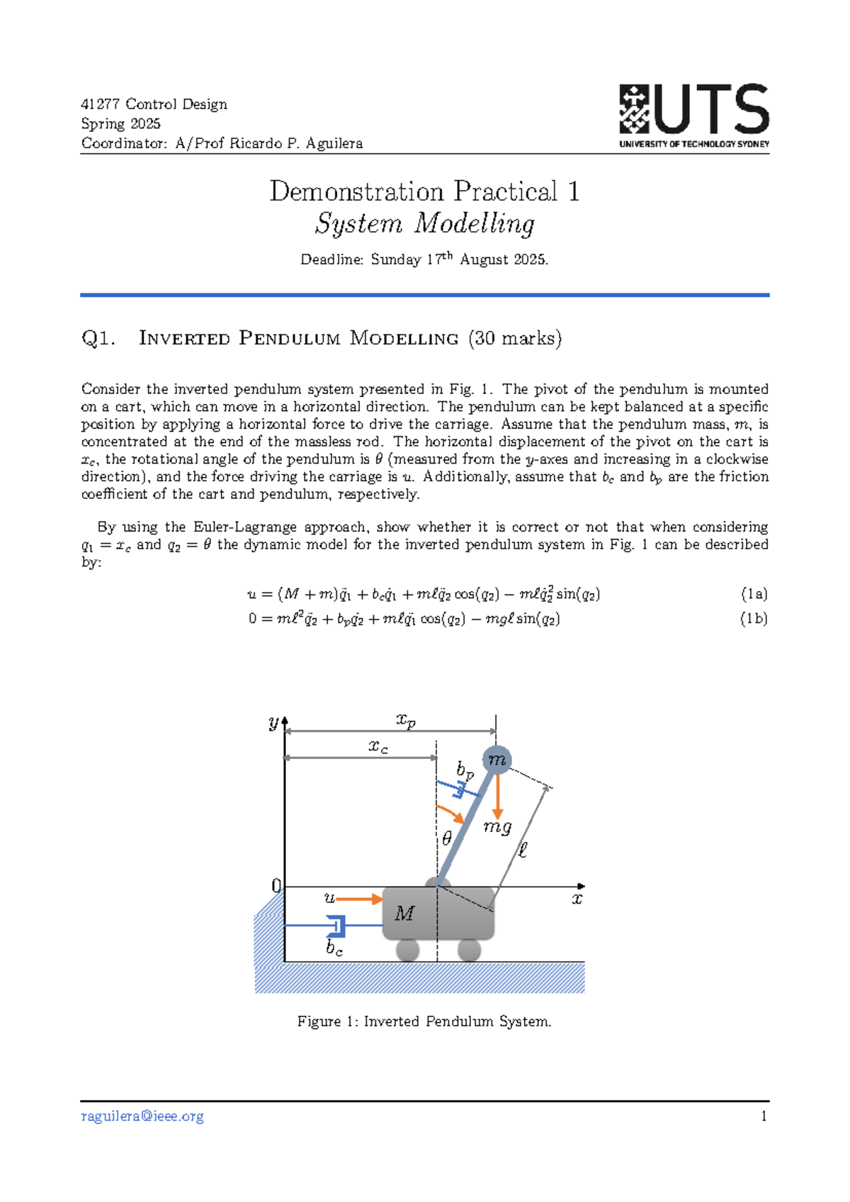 2025 CD DP1 - Inverted Pendulum System Modelling & Simulation - Studocu