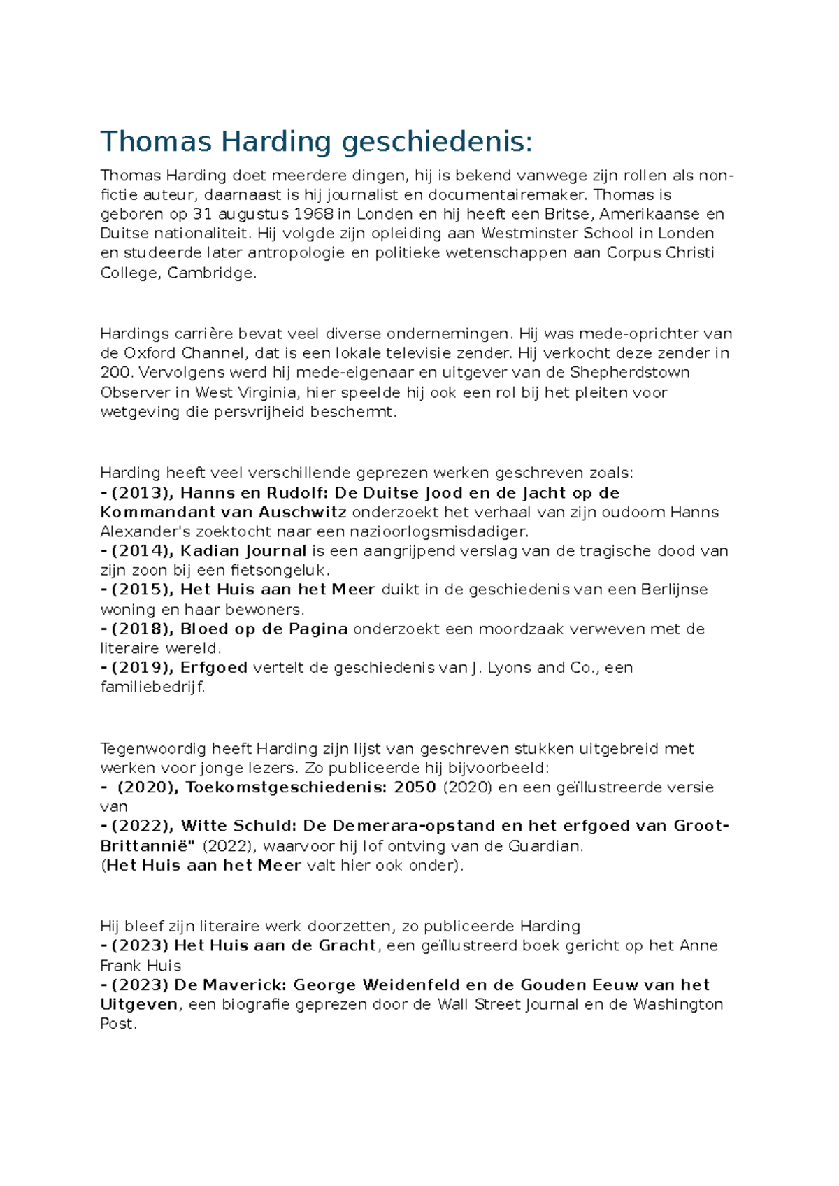 Thomas Harding geschiedenis - Thomas Harding geschiedenis: Thomas ...