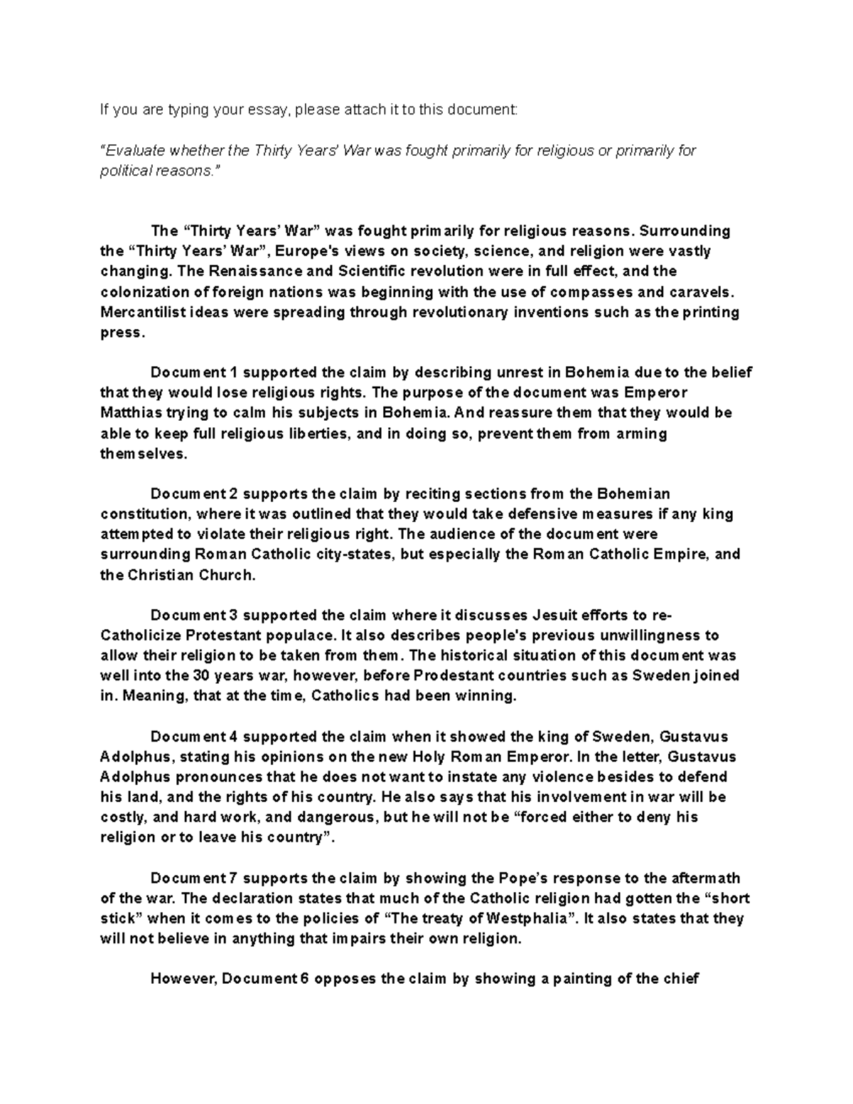 Copy of [Template] 30 Years' War DBQ - If you are typing your essay ...