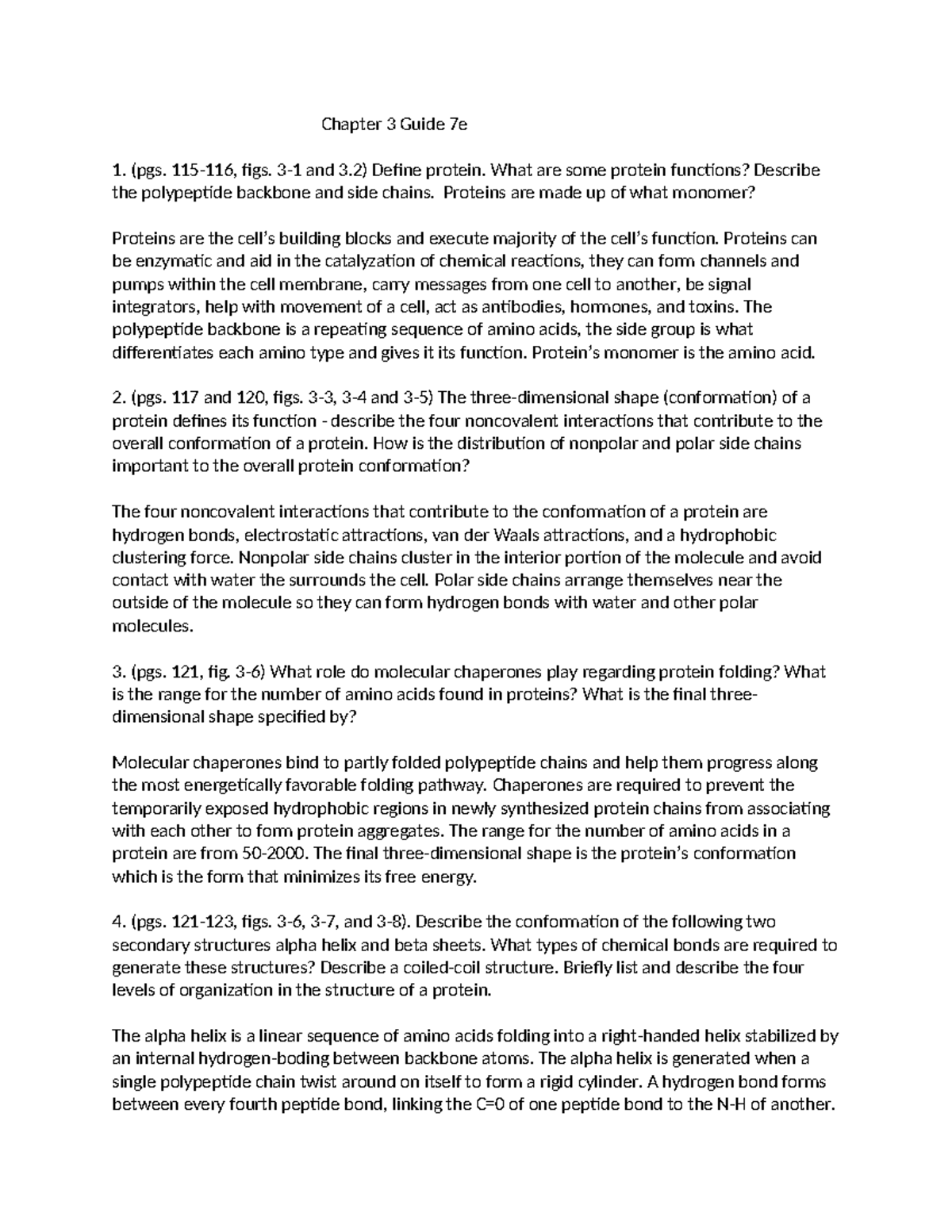 BIO-333 Chapter 3 Protein Structure and Function Guide 7e - Studocu