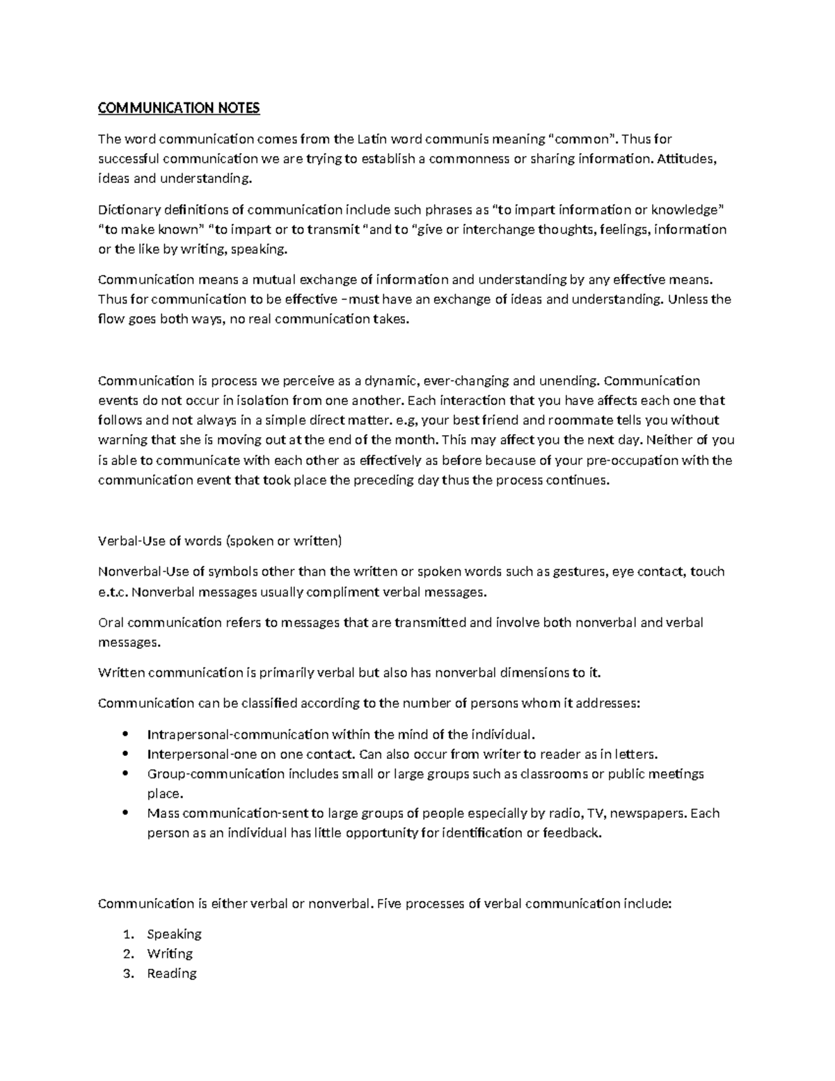 COMM 101: Communication Introduction Notes and Key Concepts - Studocu