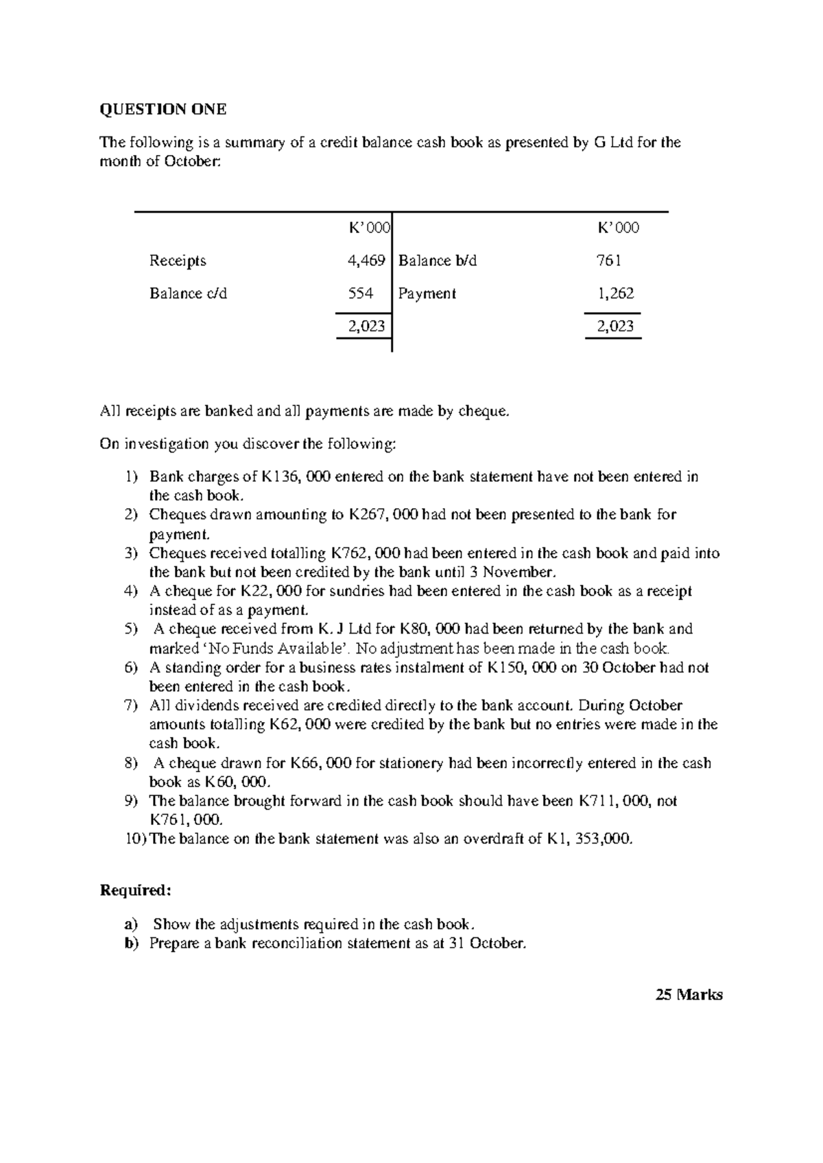 Bank Reconciliation Questions for ACC 101: October & March Analysis ...