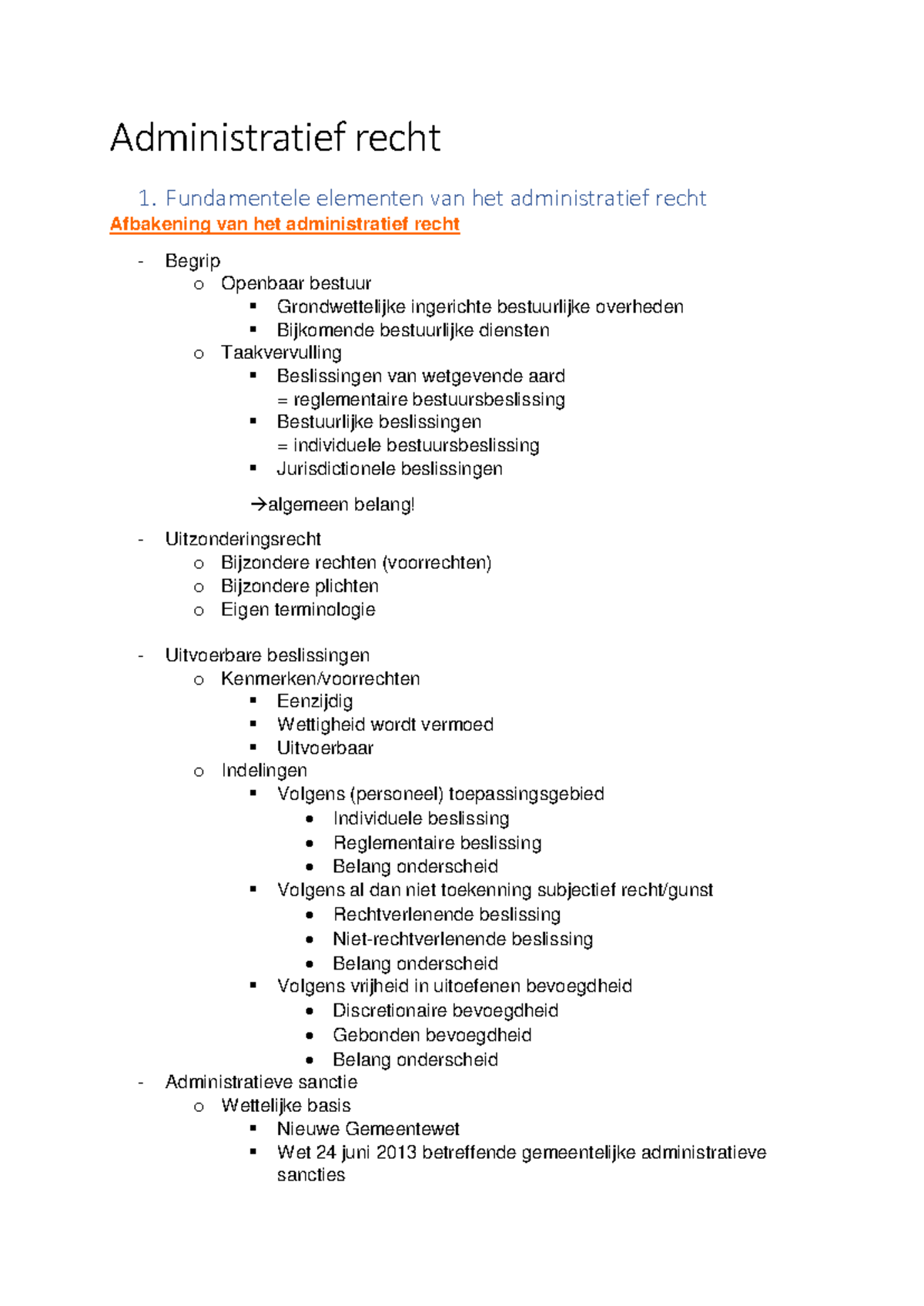 Samenvatting Administratief Recht - Belangrijke Concepten en ...