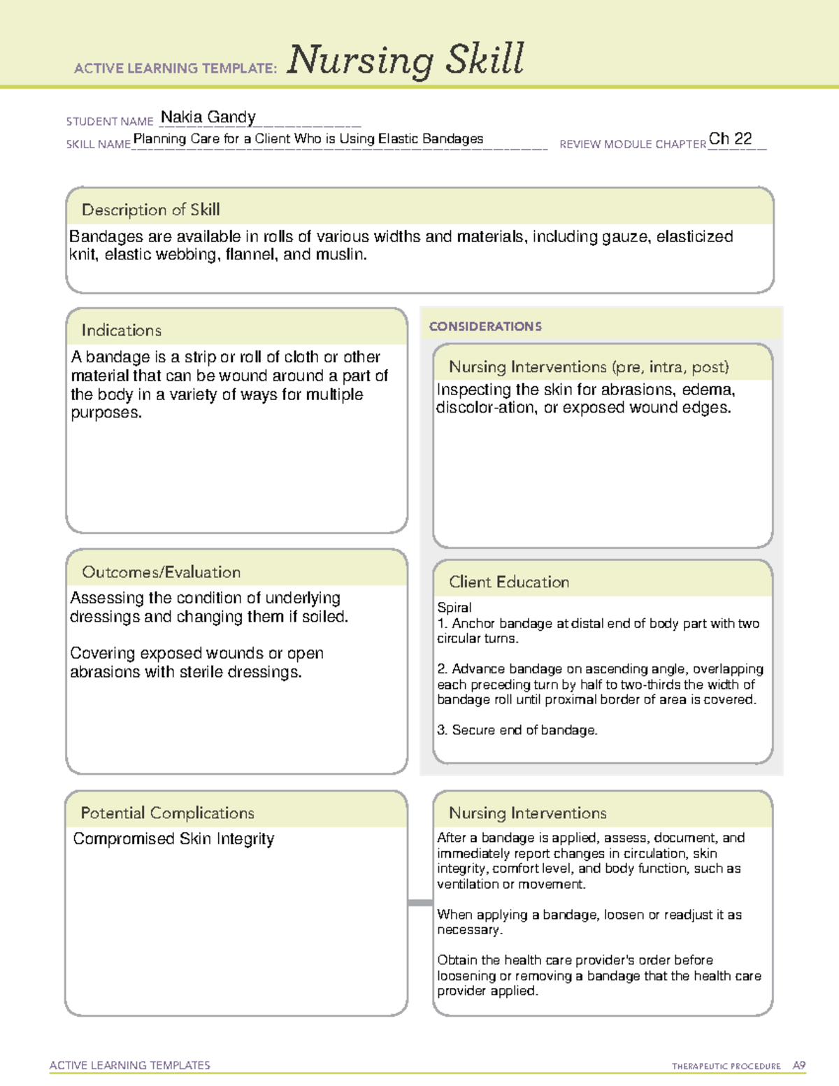 Active Learning Template: Nursing Skill Form B - Body System ...