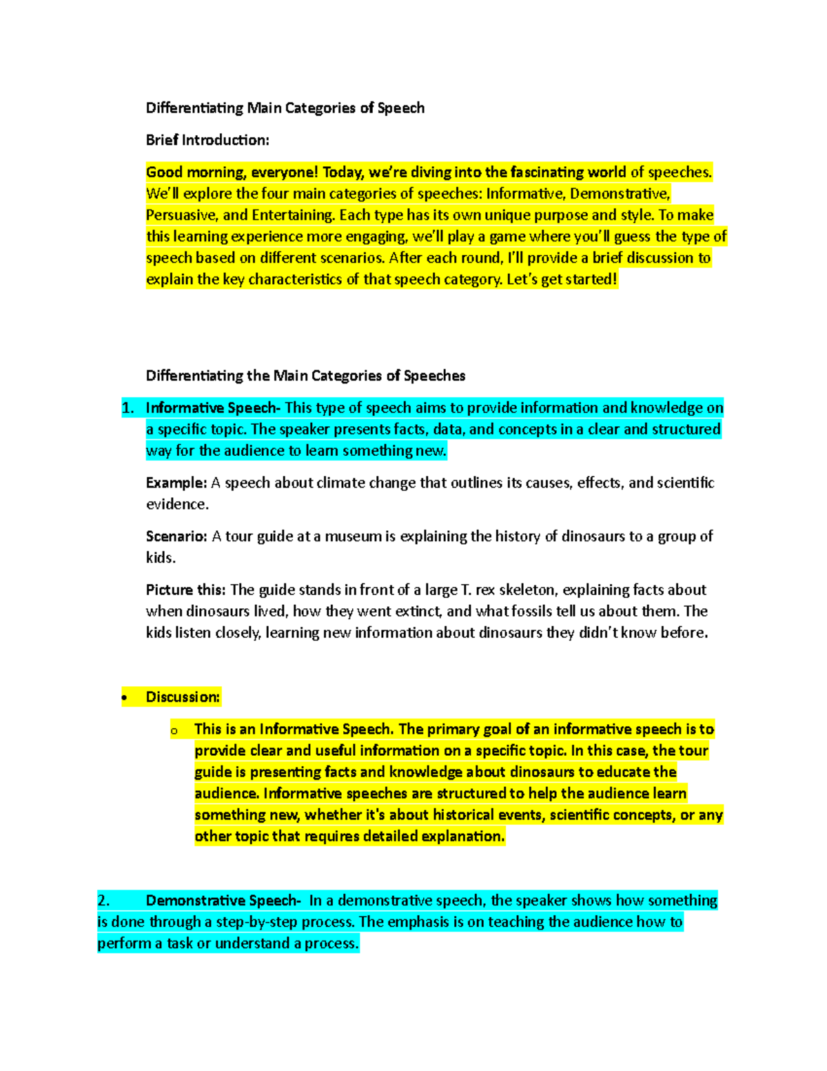 Inbound 1887711055855349435 - Differentiating Main Categories of Speech Brief Introduction: Good ...