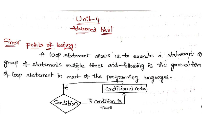 SL UNIT-4a - Advanced Perl Looping and File Handling Notes - Studocu