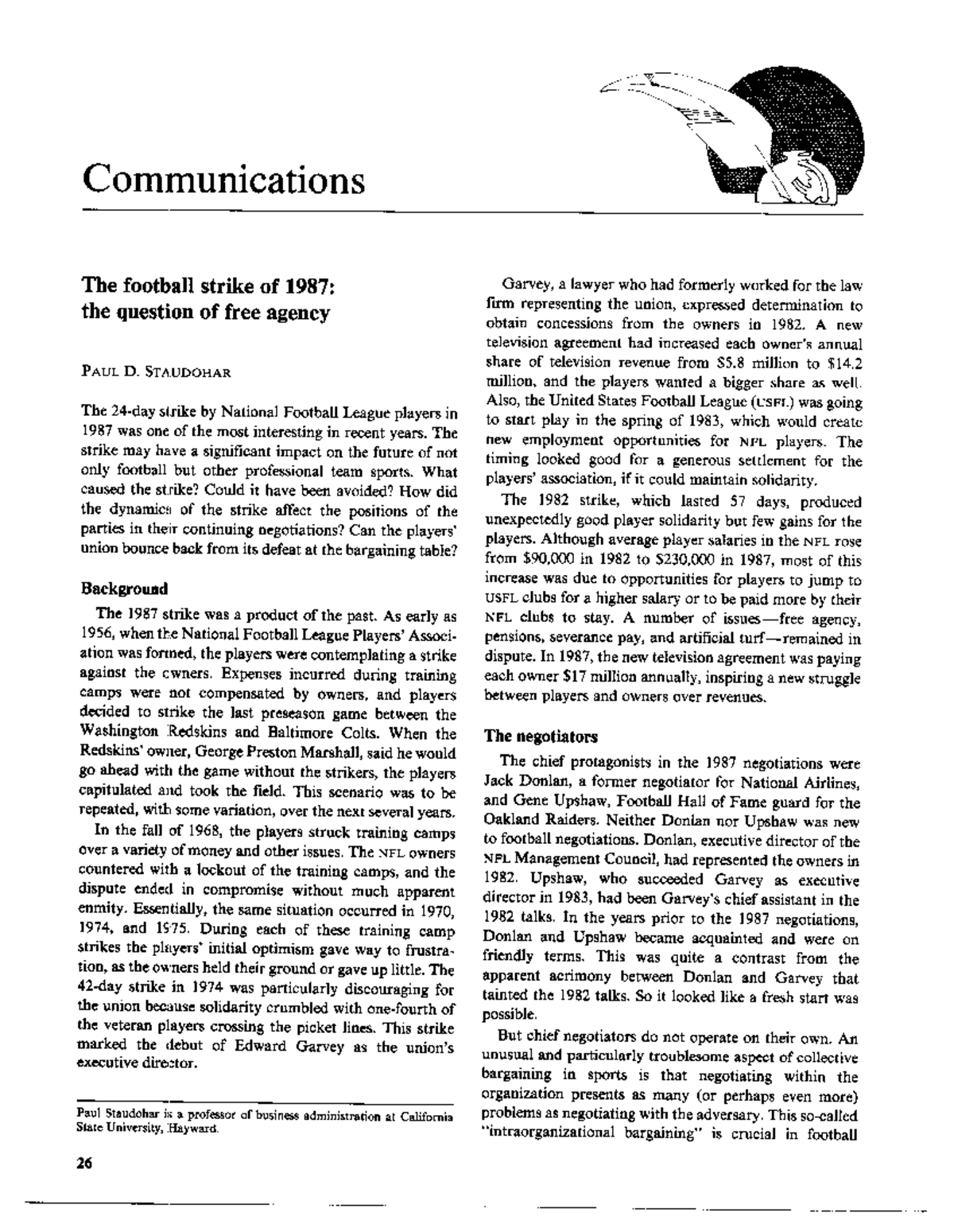 NFL 1987 Strike: Dynamics, Negotiations, and Player Solidarity - Studocu