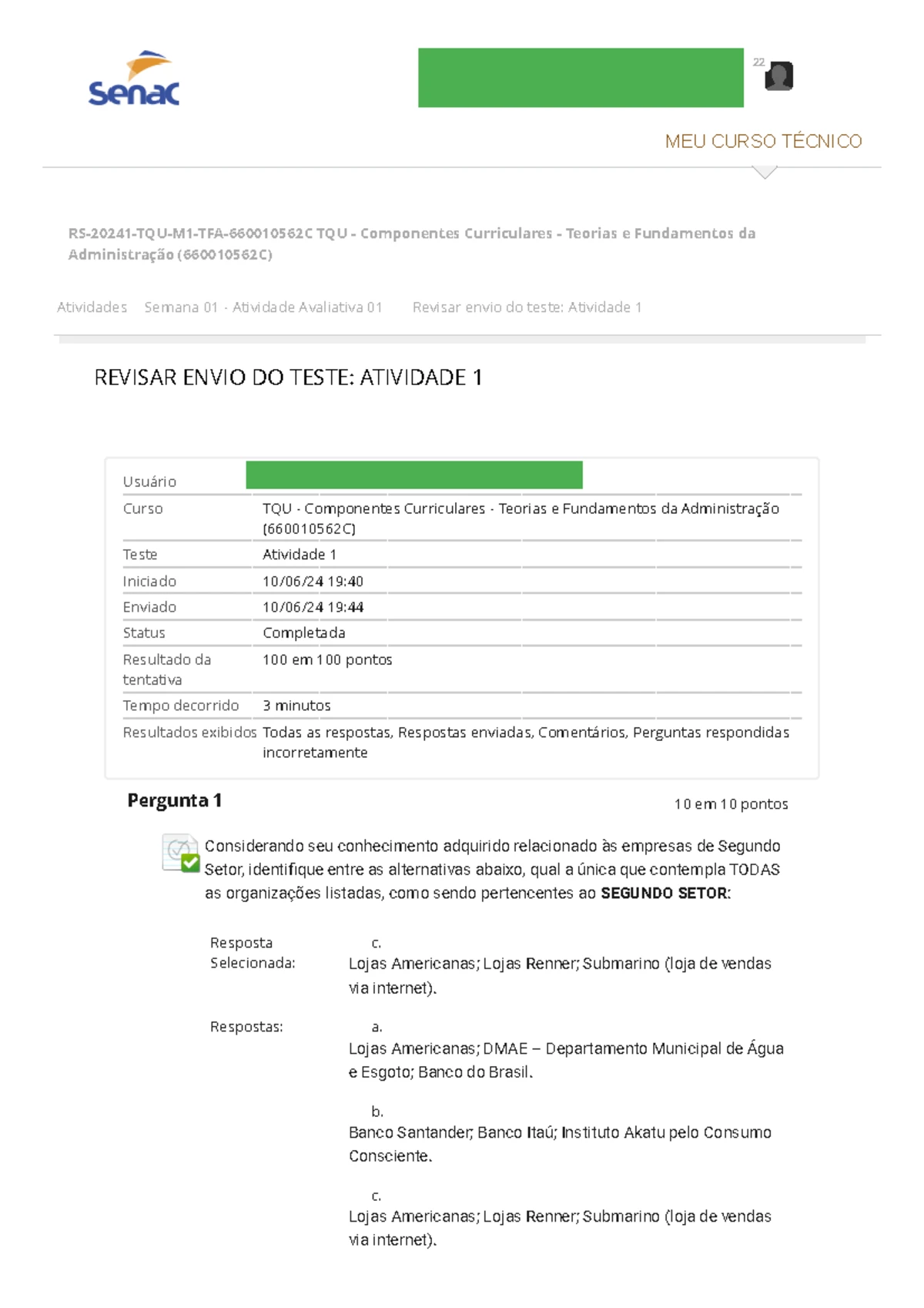 Atividade 2 UC09 Corrigida - SENAC R. Priscila Juliana Correa dos Santos Barbosa ELABORAR ...