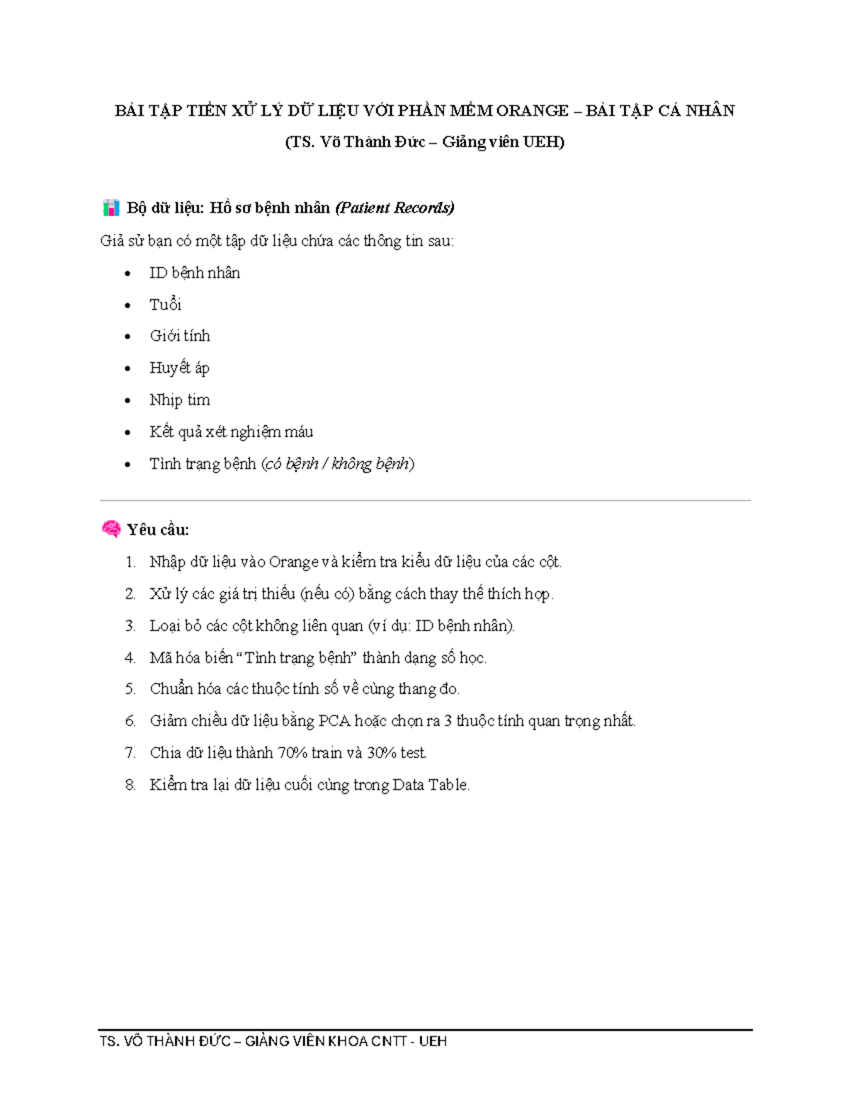 HƯỚNG DẪN THỰC HÀNH TIỀN XỬ LÝ DỮ LIỆU TRÊN ORANGE - BÀI TẬP CÁ NHÂN - Studocu