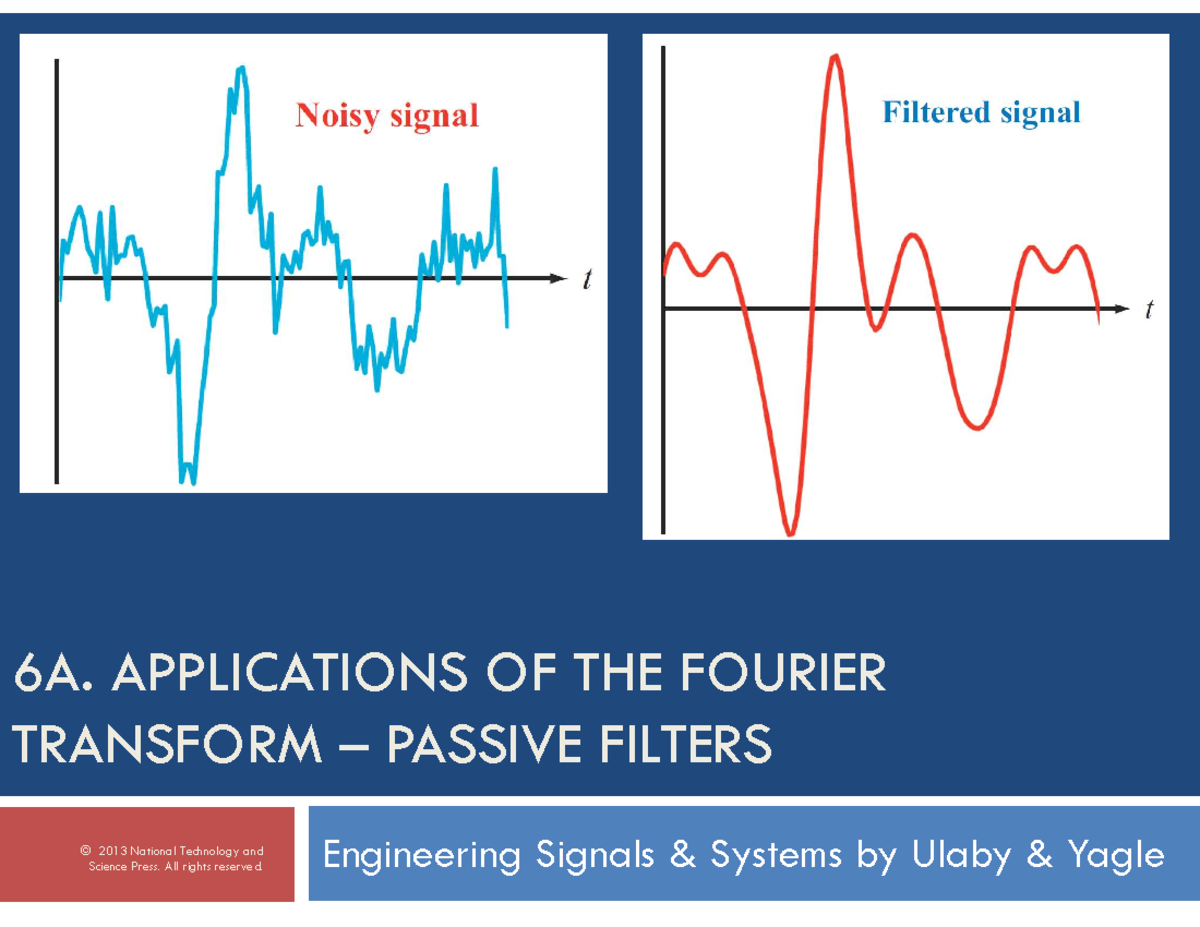 ENG 6A: Applications of Fourier Transform in Passive Filters - Lectures 15 & 16 - Studocu