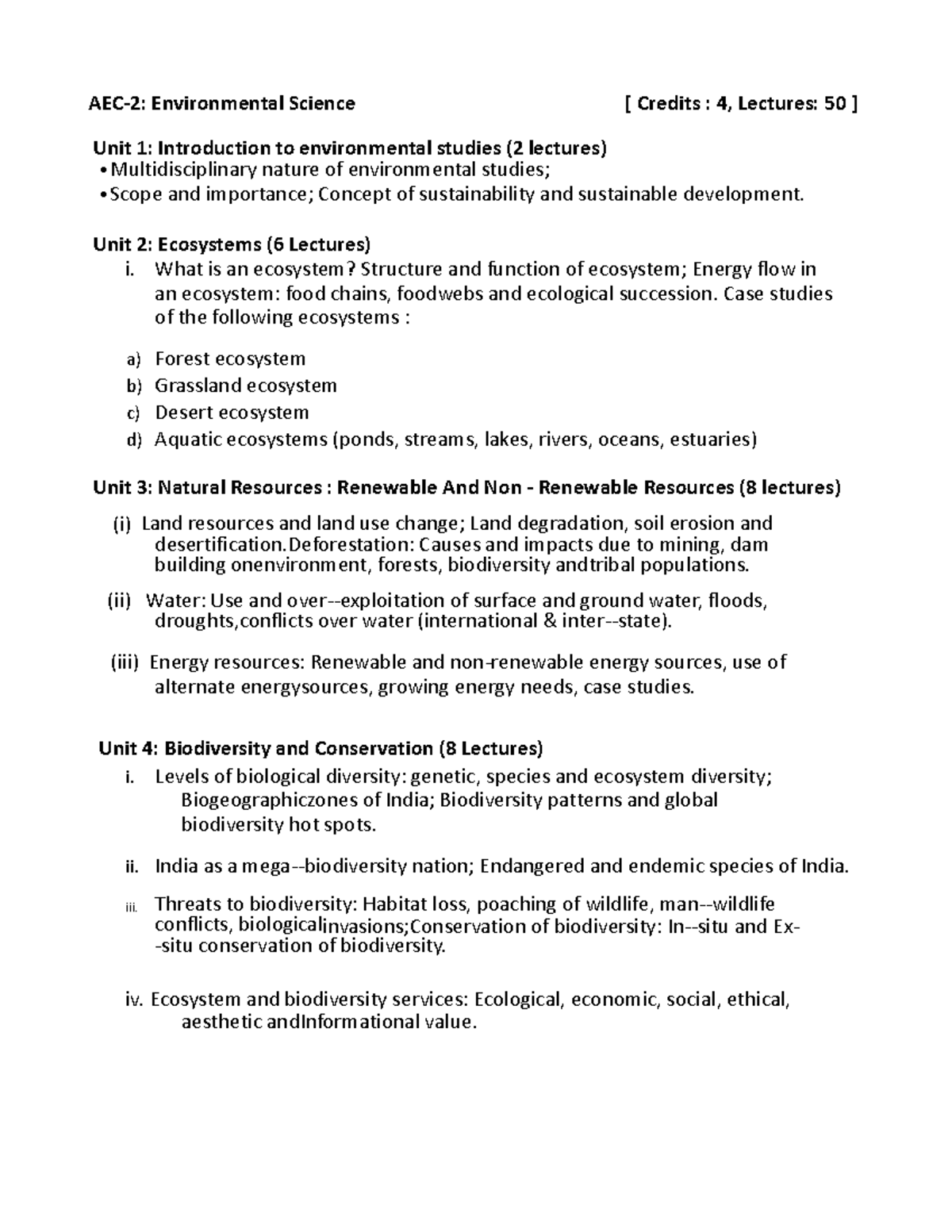 Environmental Science AEC-2: Comprehensive Course Overview and Topics ...
