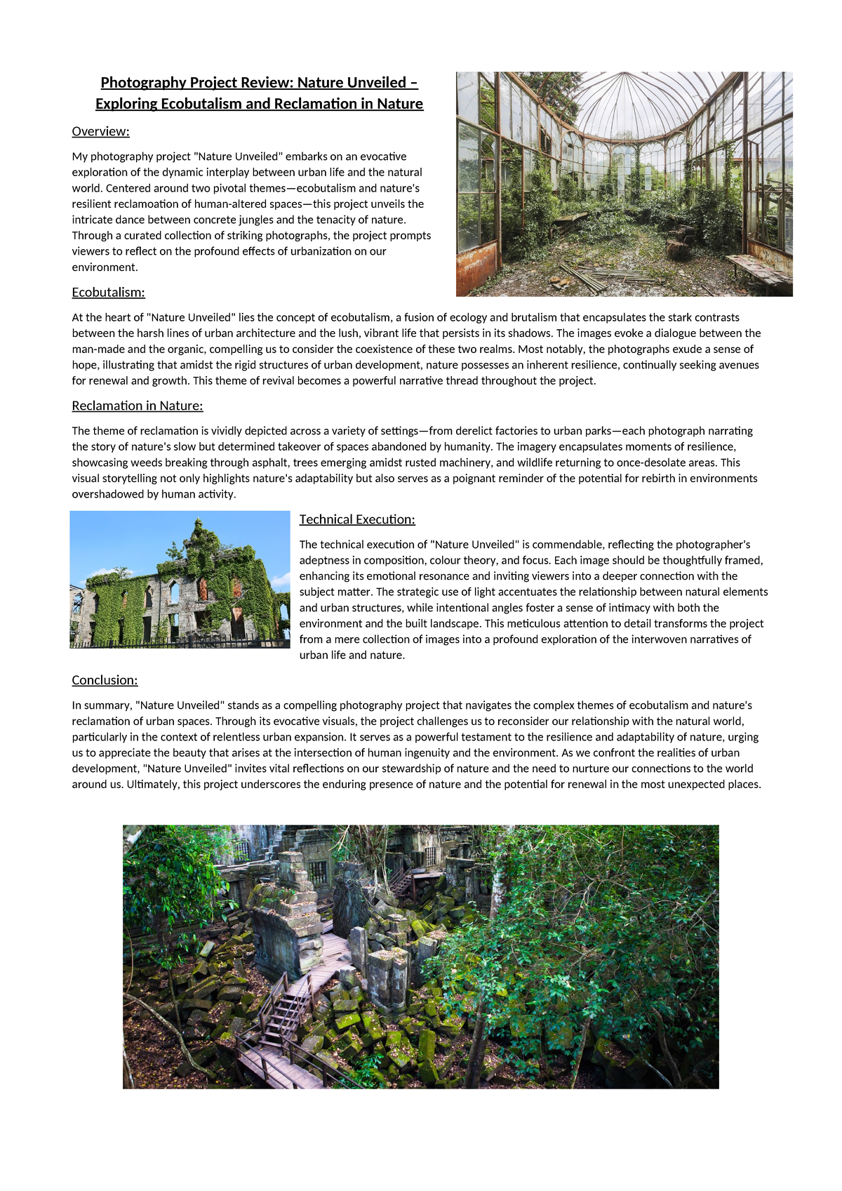 Photography Project Review - Centered around two pivotal themes ...