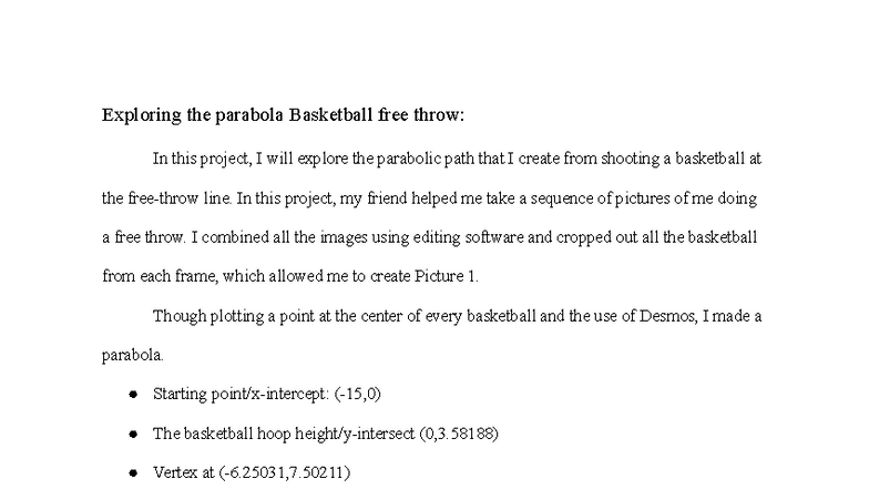 Basketball Free-Throw Trajectory Investigation: Parabolic Analysis ...