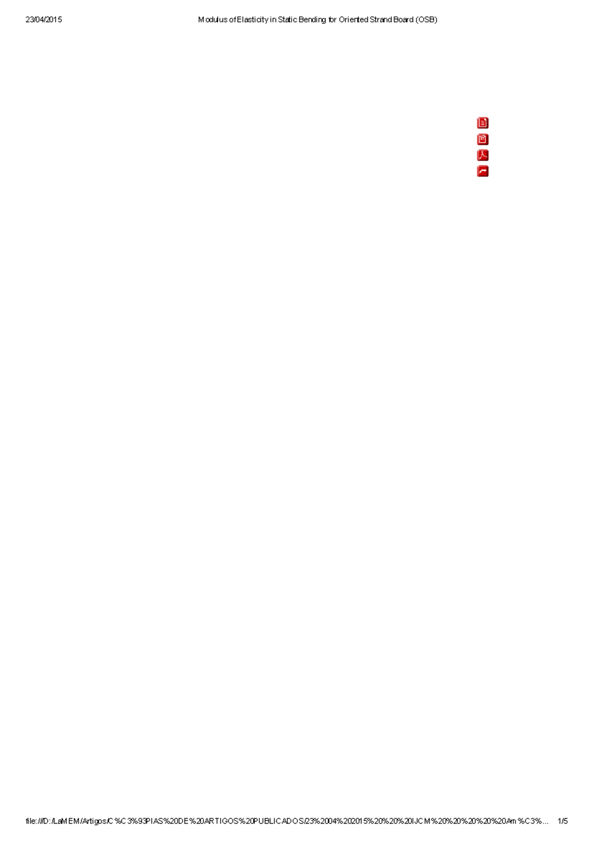 Modulus of Elasticity in Static Bending for OSB - Research Study - Studocu