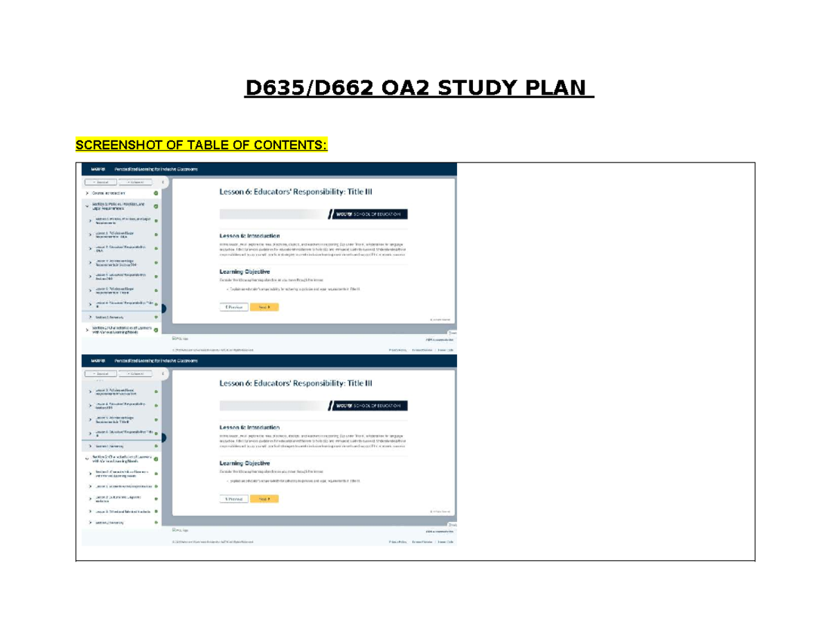 D635/D662 OA2 Study Plan: Understanding EL Supports & Exceptionalities ...