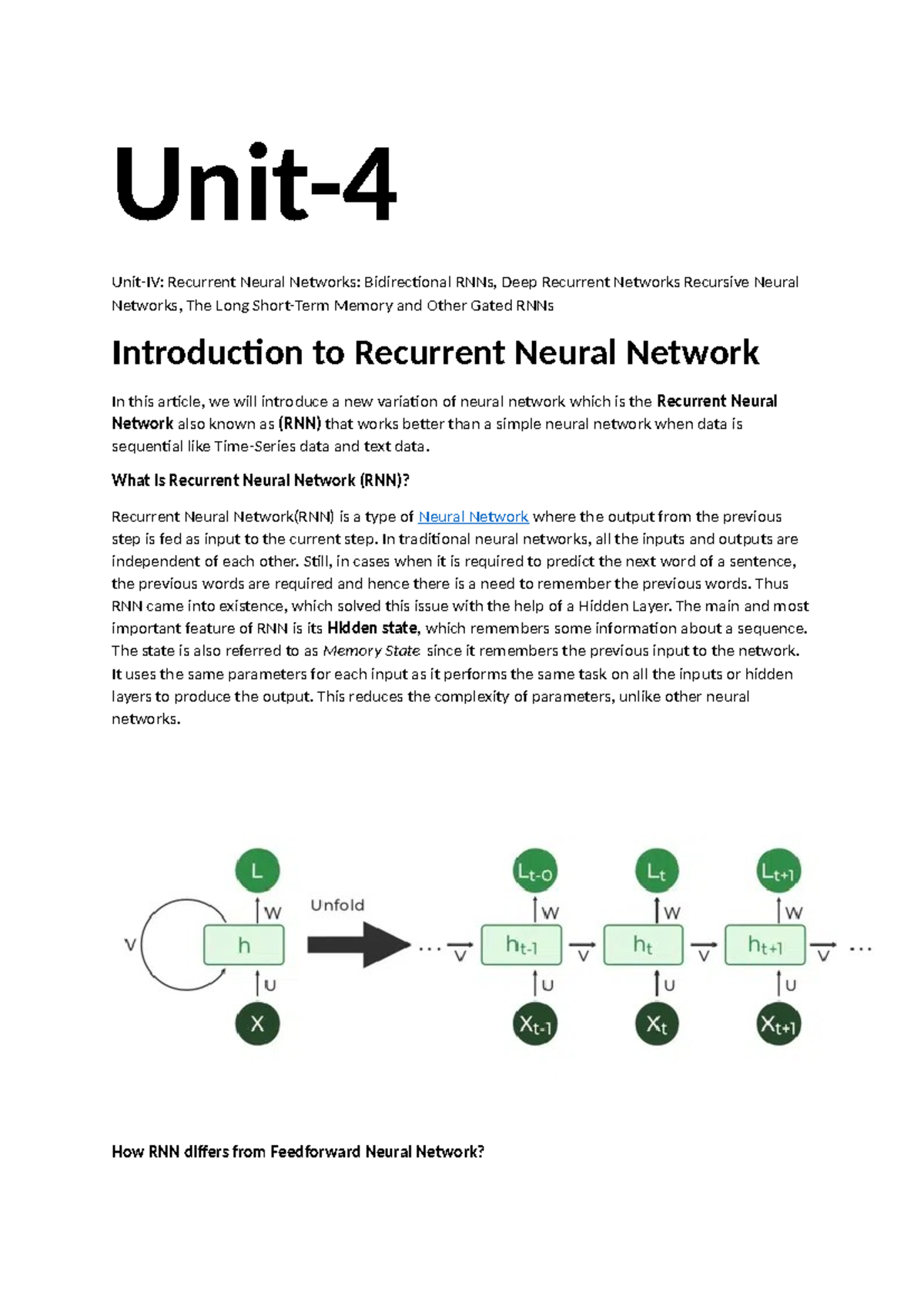 DL-4: Comprehensive Notes on Recurrent Neural Networks and Variants ...