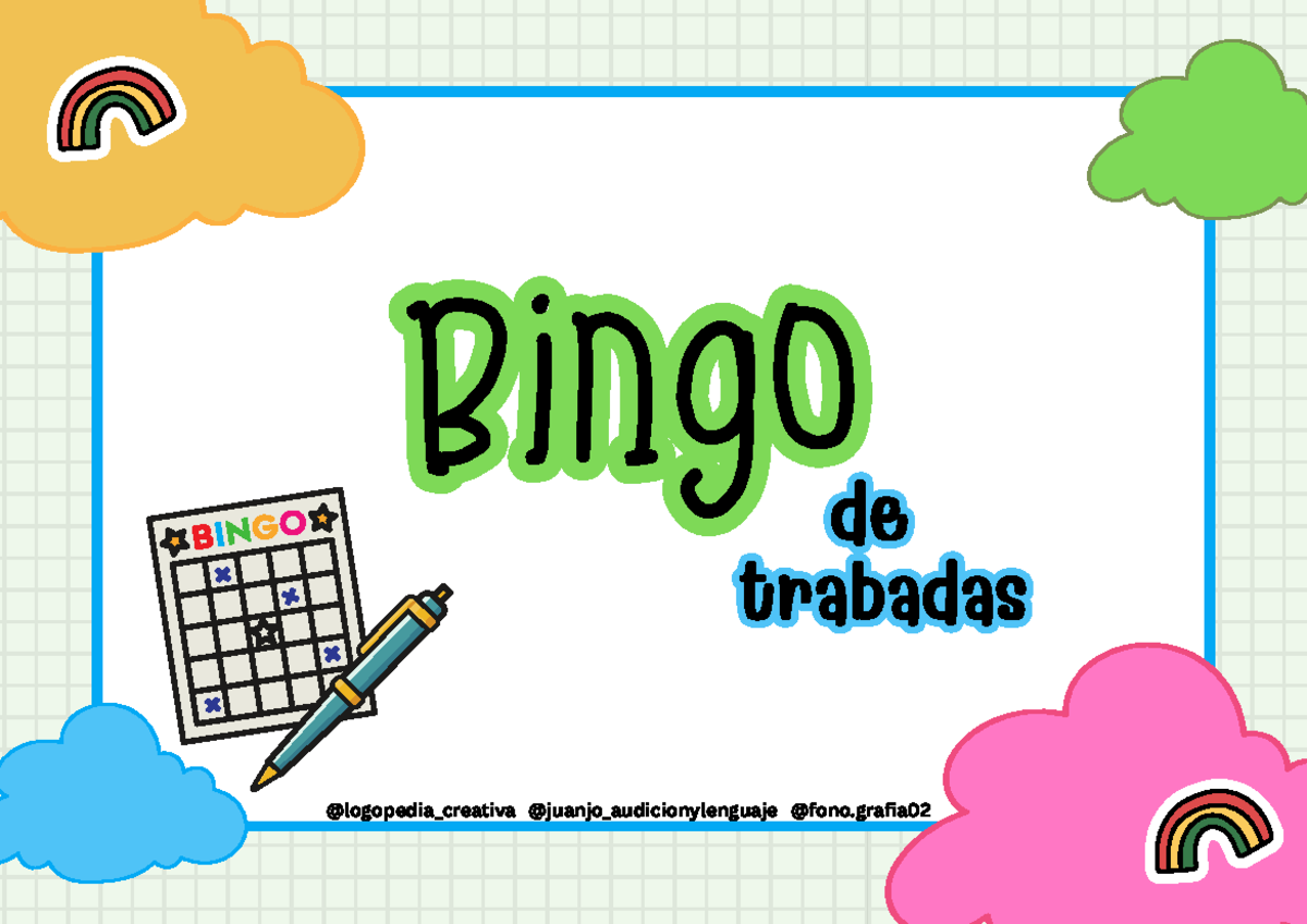 Bingo de Trabadas - Actividades de Conciencia Fonológica - Studocu
