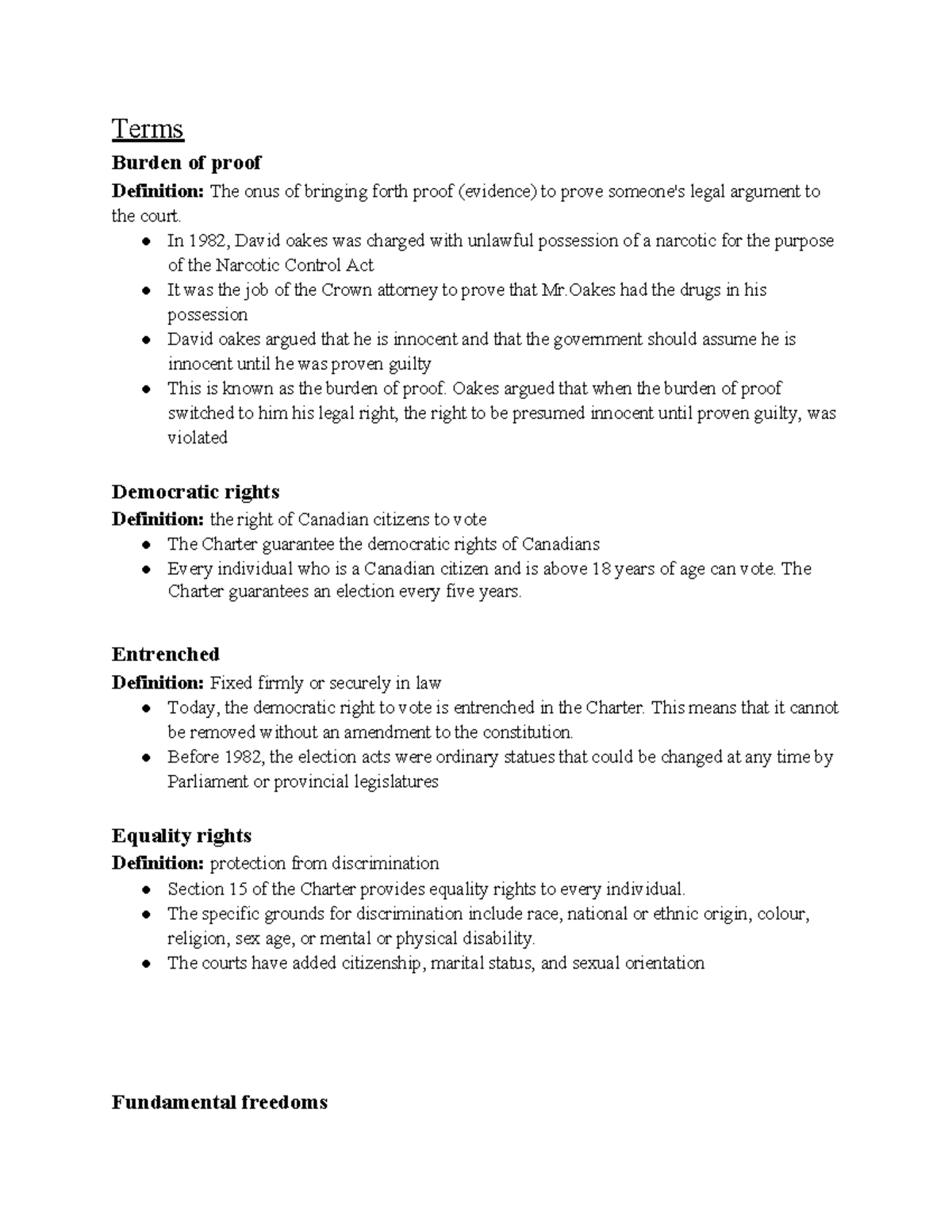 Chapter 2 - Law Exam Review: Understanding the Charter Rights - Studocu