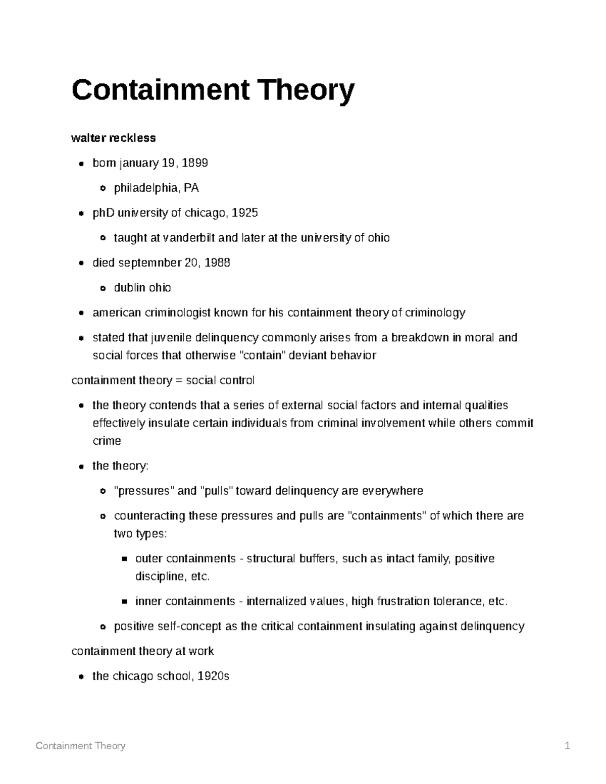 Containment Theory: An Exploration of Delinquency Factors and Controls ...