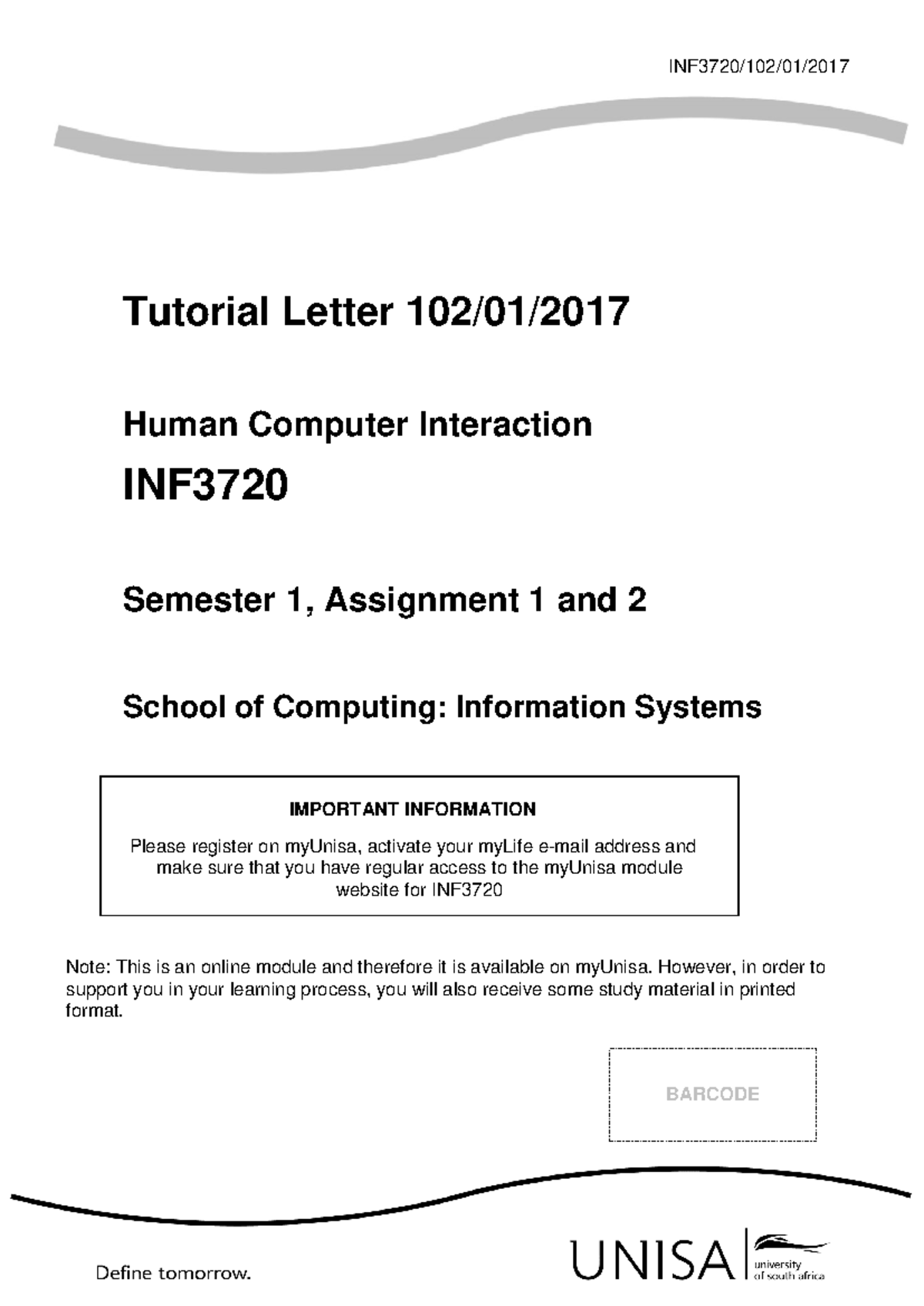 Tutorial Letter 102-INF3720: Human-Computer Interaction Assignment 1 ...