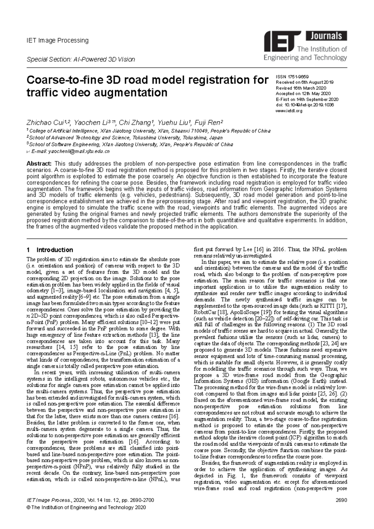 IET Image Processing - 2020 - Cui - Coarse-to-Fine 3D Road Model Registration for Traffic ...